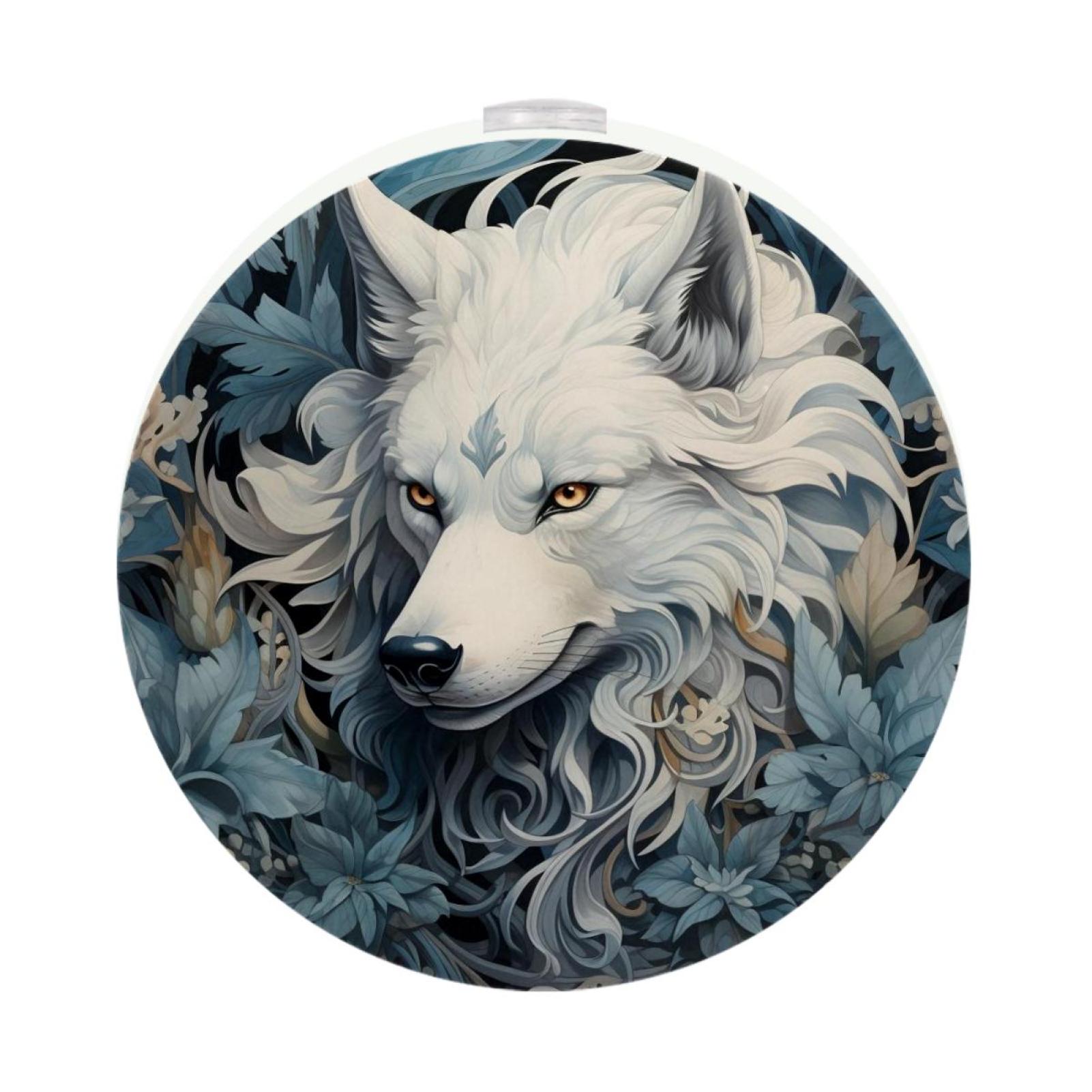 Wolf LED Round Night Light-2PCS, Plug-in Wall Lamp with Dusk to Dawn ...