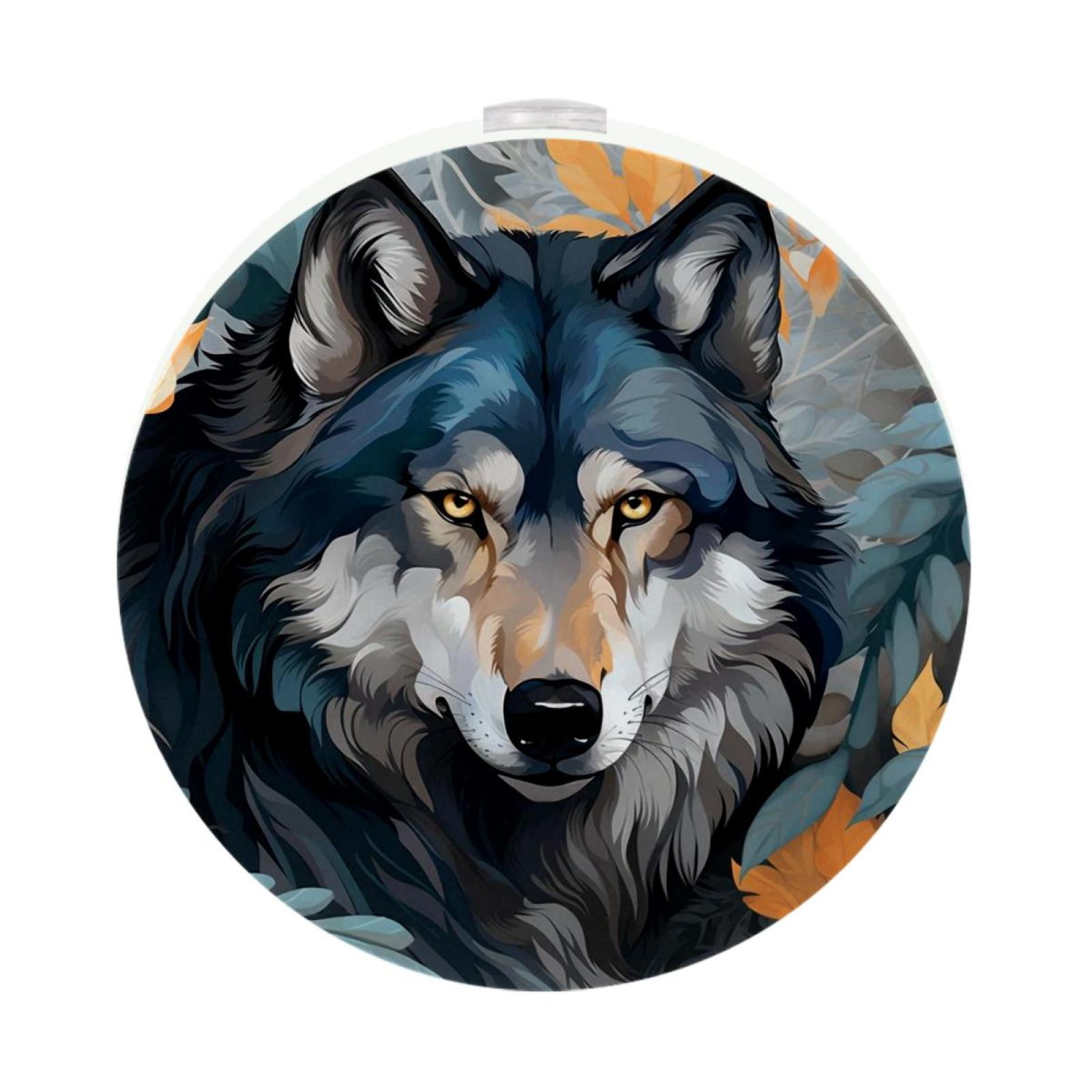 Wolf LED Round Night Light-2PCS: Wireless & Portable Small Lights for ...