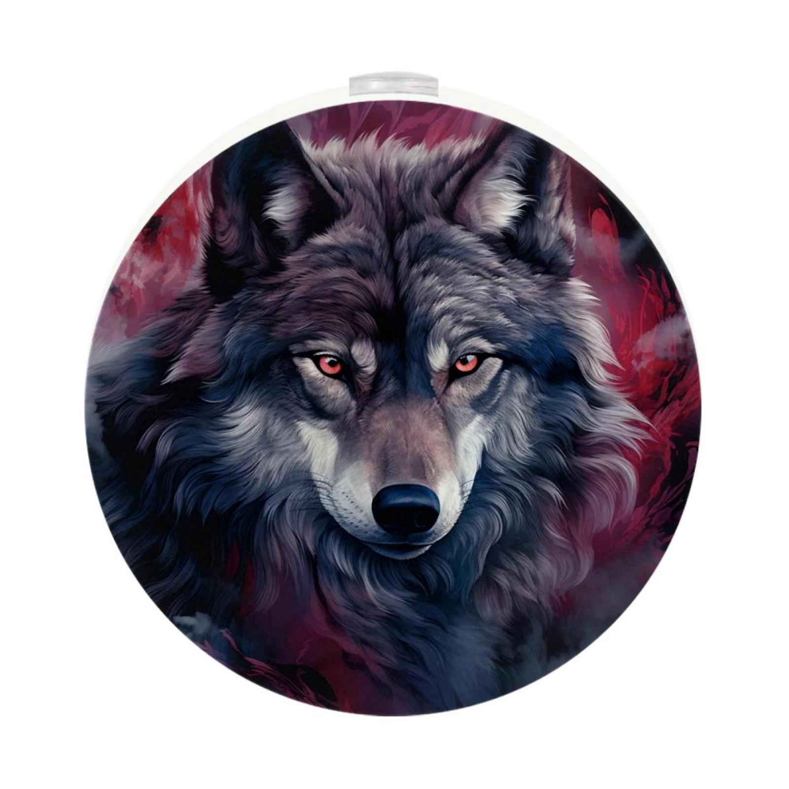 Wolf LED Round Night Light-2PCS for Nursery and Bedroom, Plug-in Dusk ...