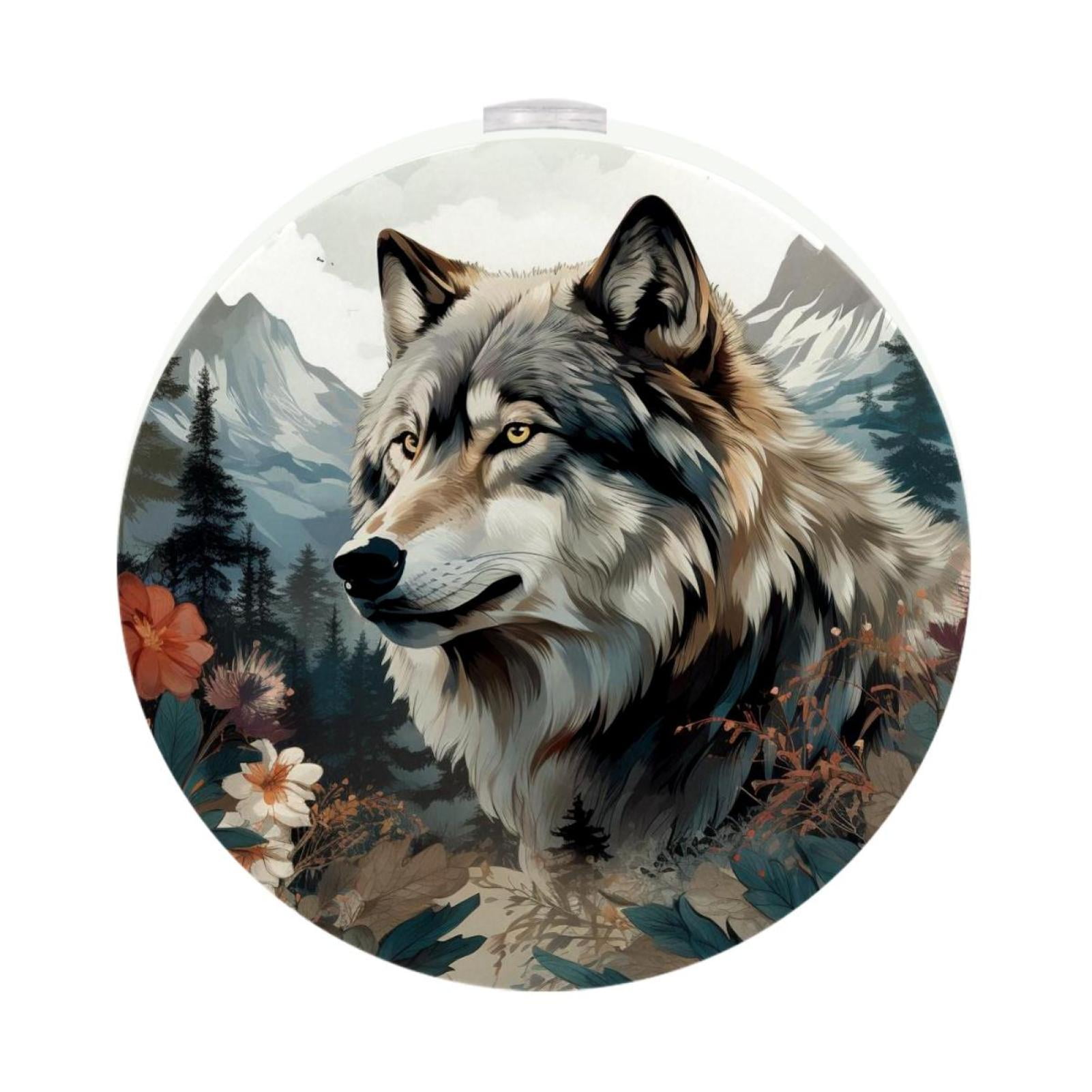 Wolf LED Round Night Light- Set of 2, Portable Rechargeable Mini Circle ...