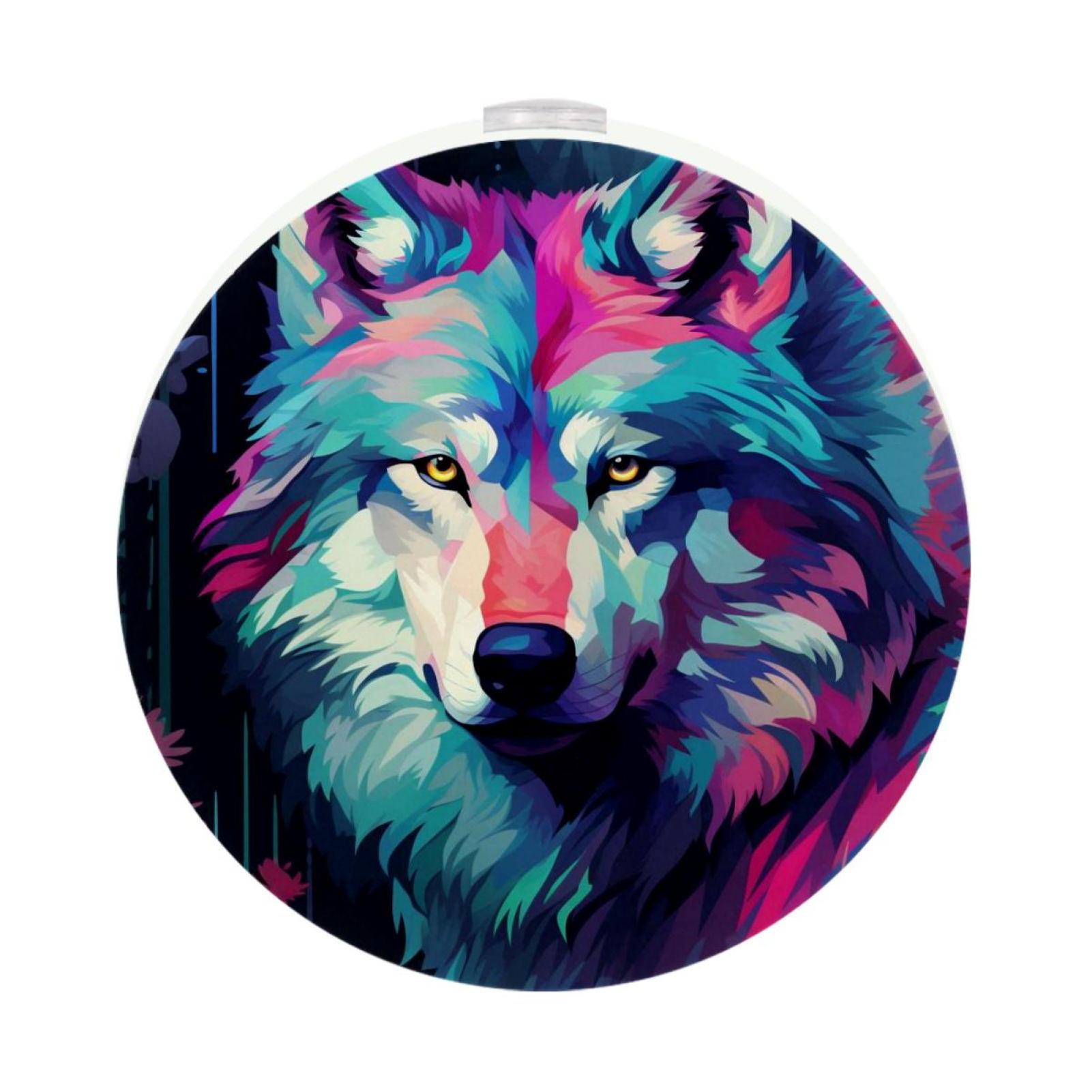 Wolf LED Round Night Light- Set of 2, Portable Rechargeable Mini Circle ...