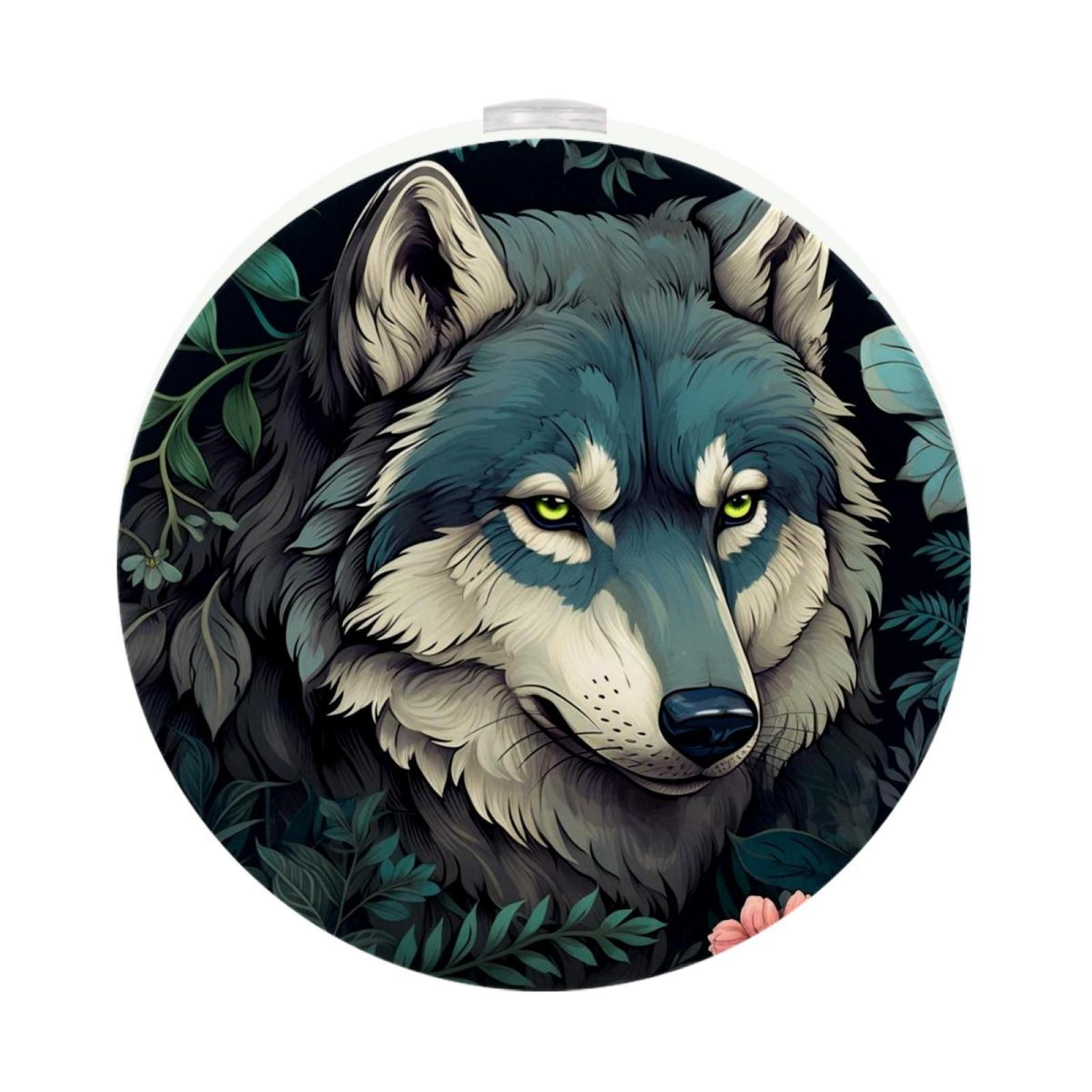 Wolf LED Round Night Light- Set of 2, Portable Rechargeable Mini Circle ...