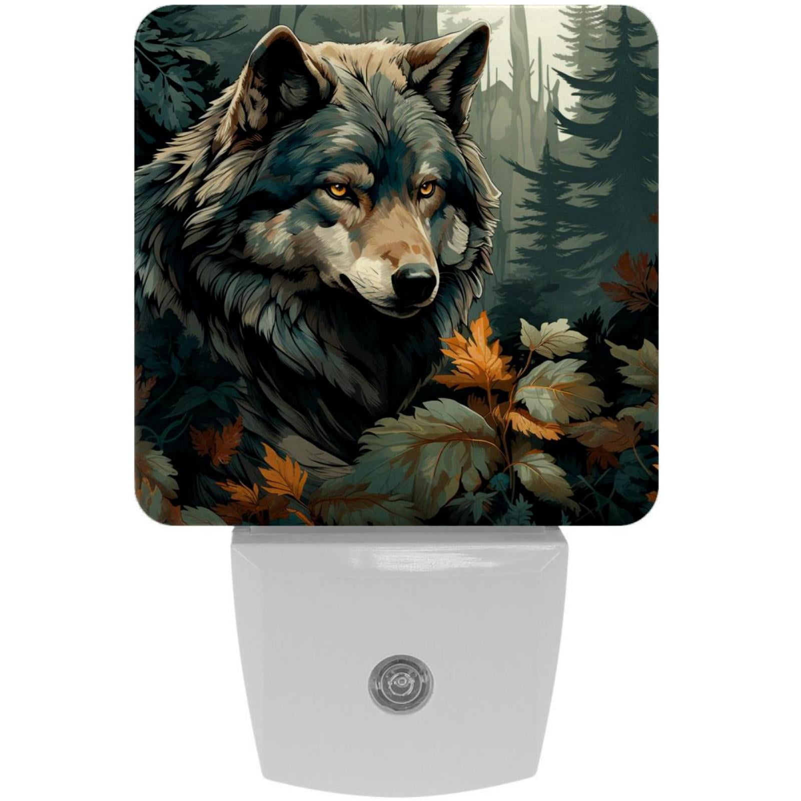 Wolf LED Square Night Lights for Bedroom and Living Room, Decorative ...