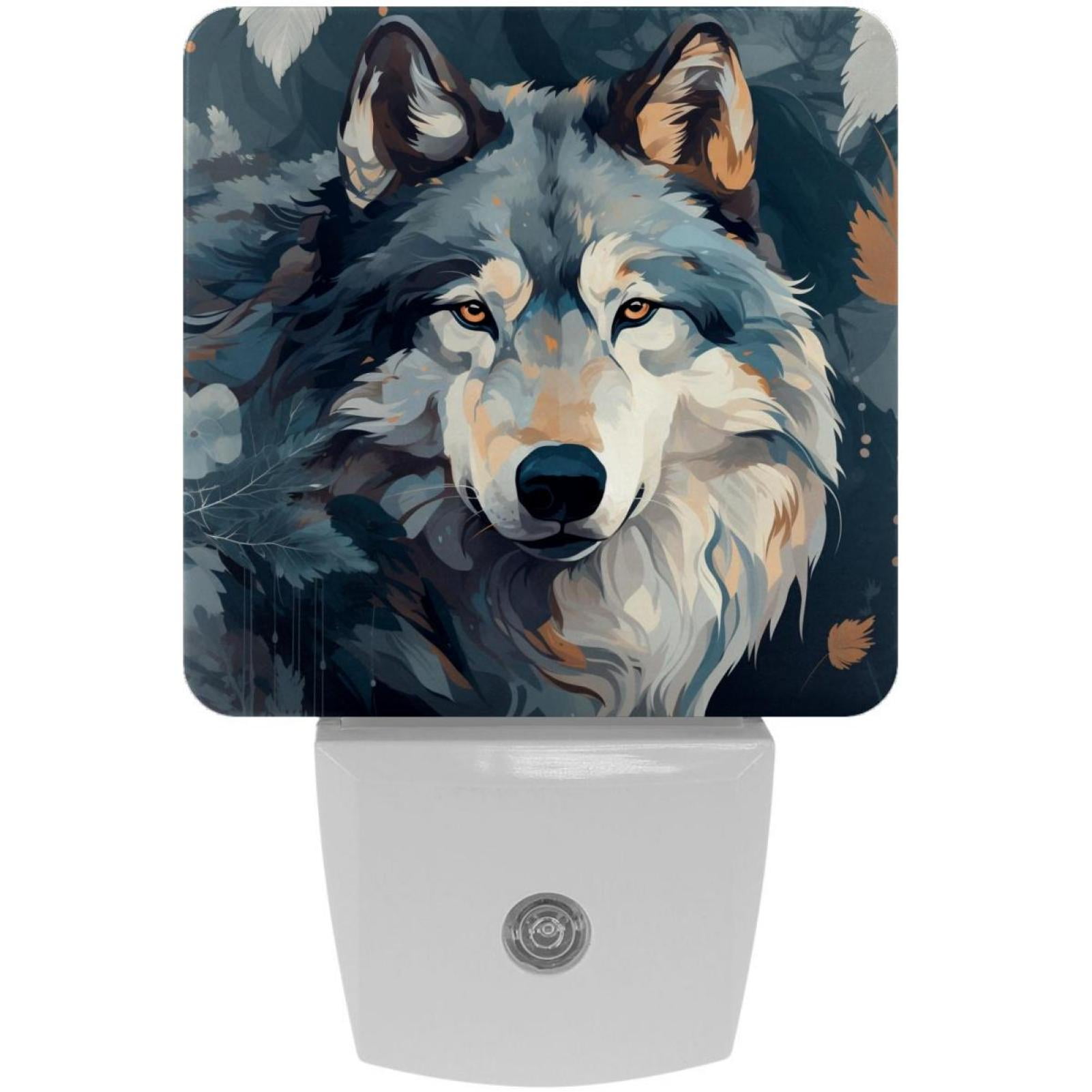 Wolf LED Square Night Lights for Bedroom and Living Room, Decorative ...
