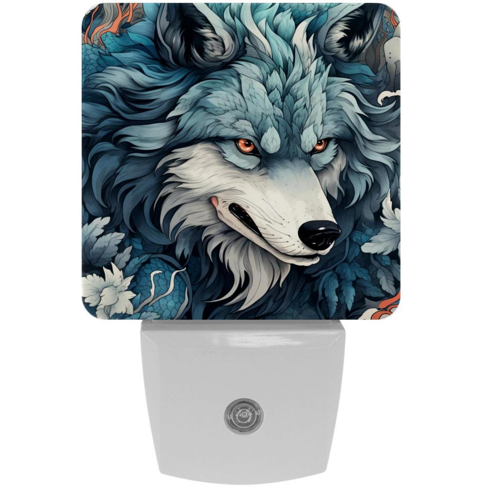 Wolf LED Square Night Lights for Bedroom and Living Room, Decorative ...