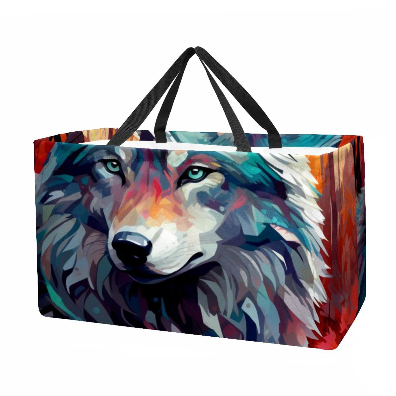 Wolf Large Capacity Foldable Oxford Cloth Picnic Basket - Reusable Cube ...