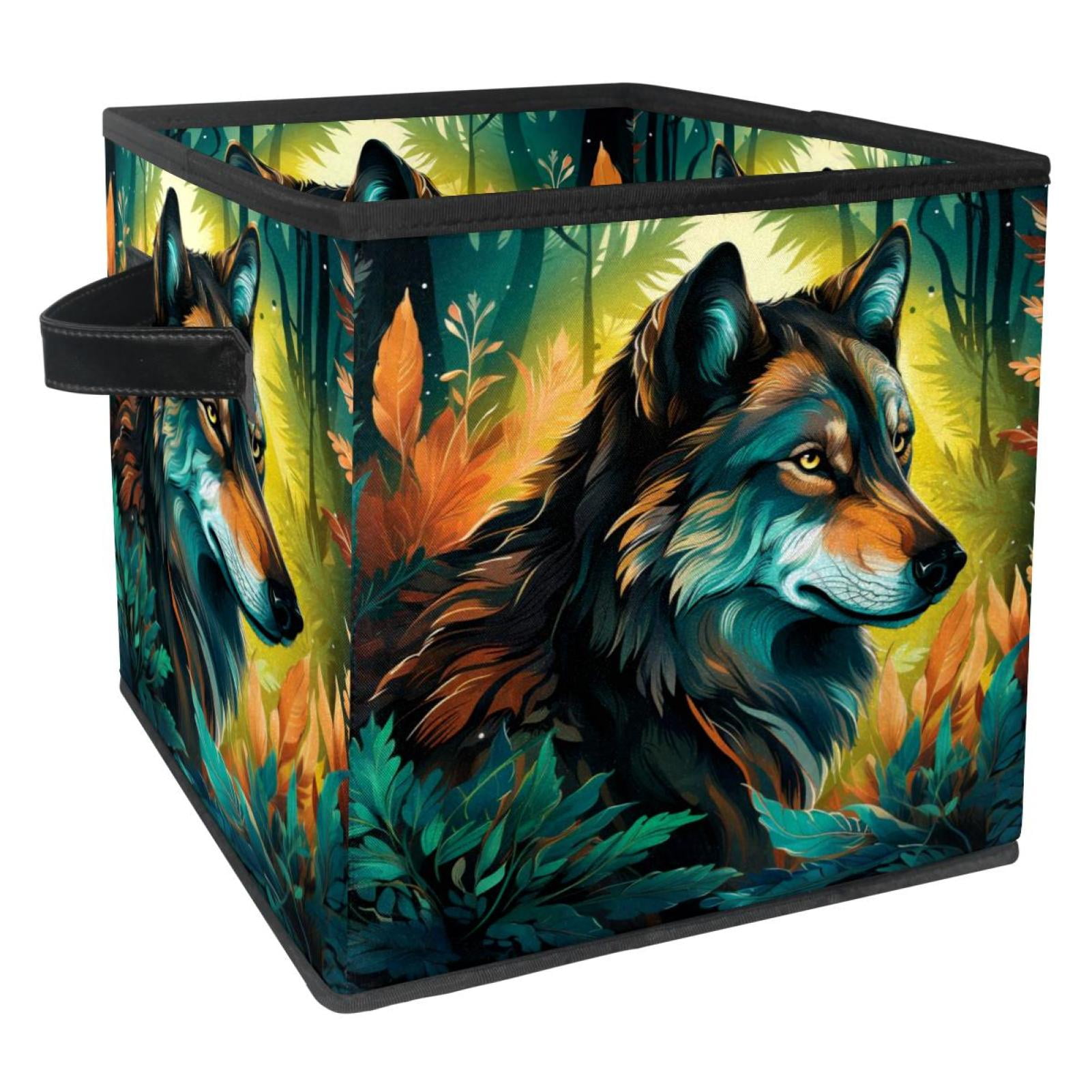 Wolf Large Capacity Foldable Storage Basket with Handle, 10.8"x10.5"x10 ...