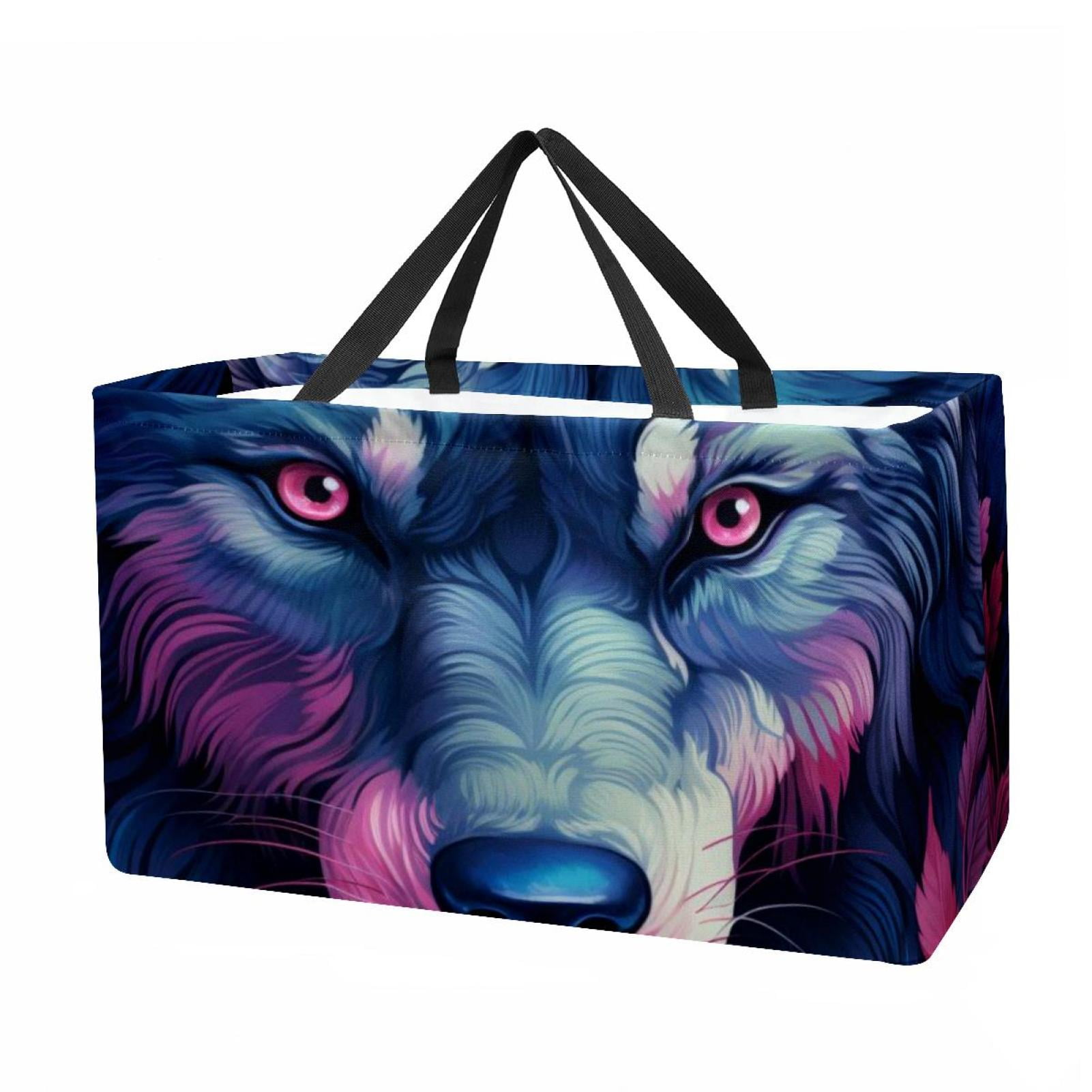Wolf Large Capacity Reusable Foldable Oxford Cloth Cube Organizer Tote ...