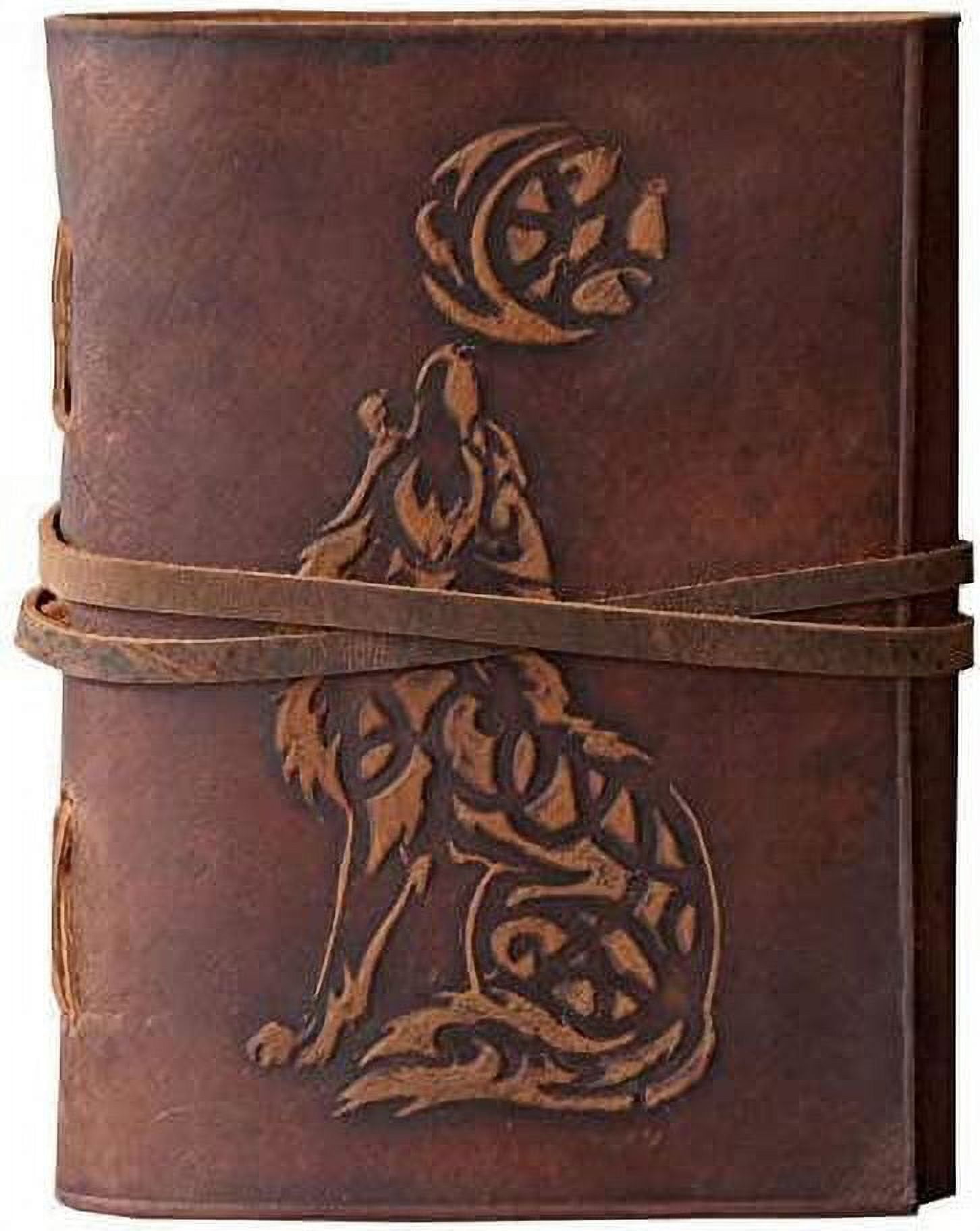 Wolf Leather Journal Embossed Bound - Writing Notebook Handmade Daily ...