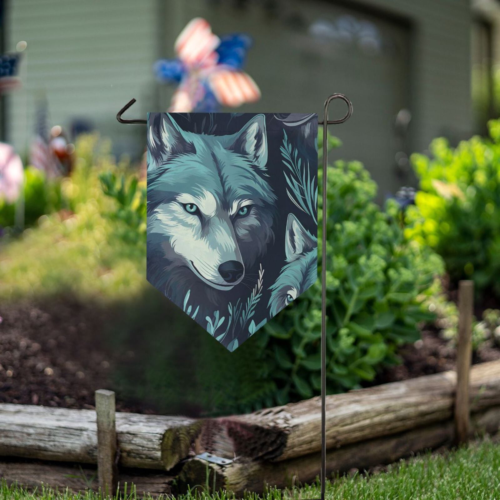 Wolf Leaves Green Garden Flag 18" x 12.5" Double Sided Yard Lawn ...