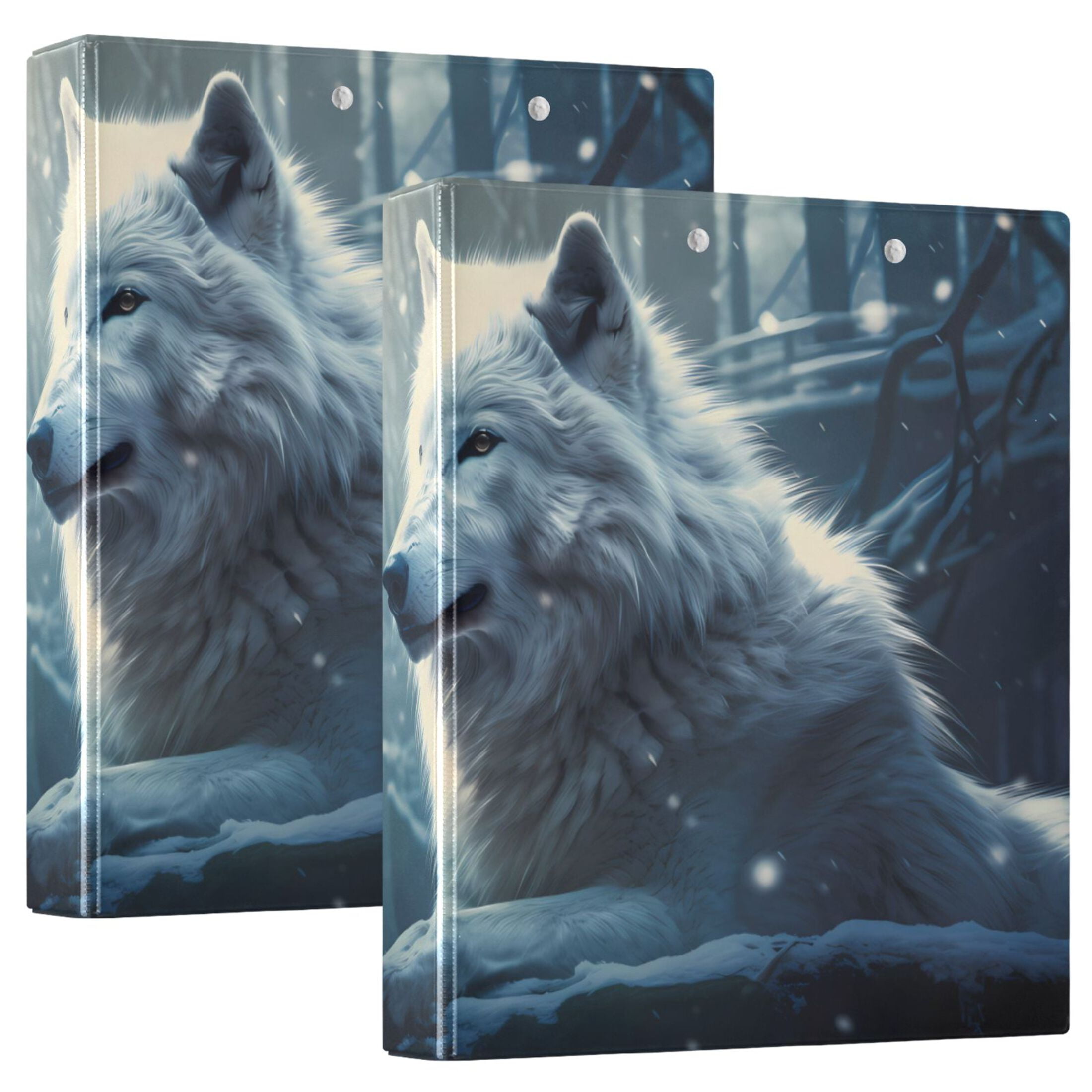 Wolf Leaves Snow 3 Ring Binders 1.5 inch Hardcover File Folders with ...