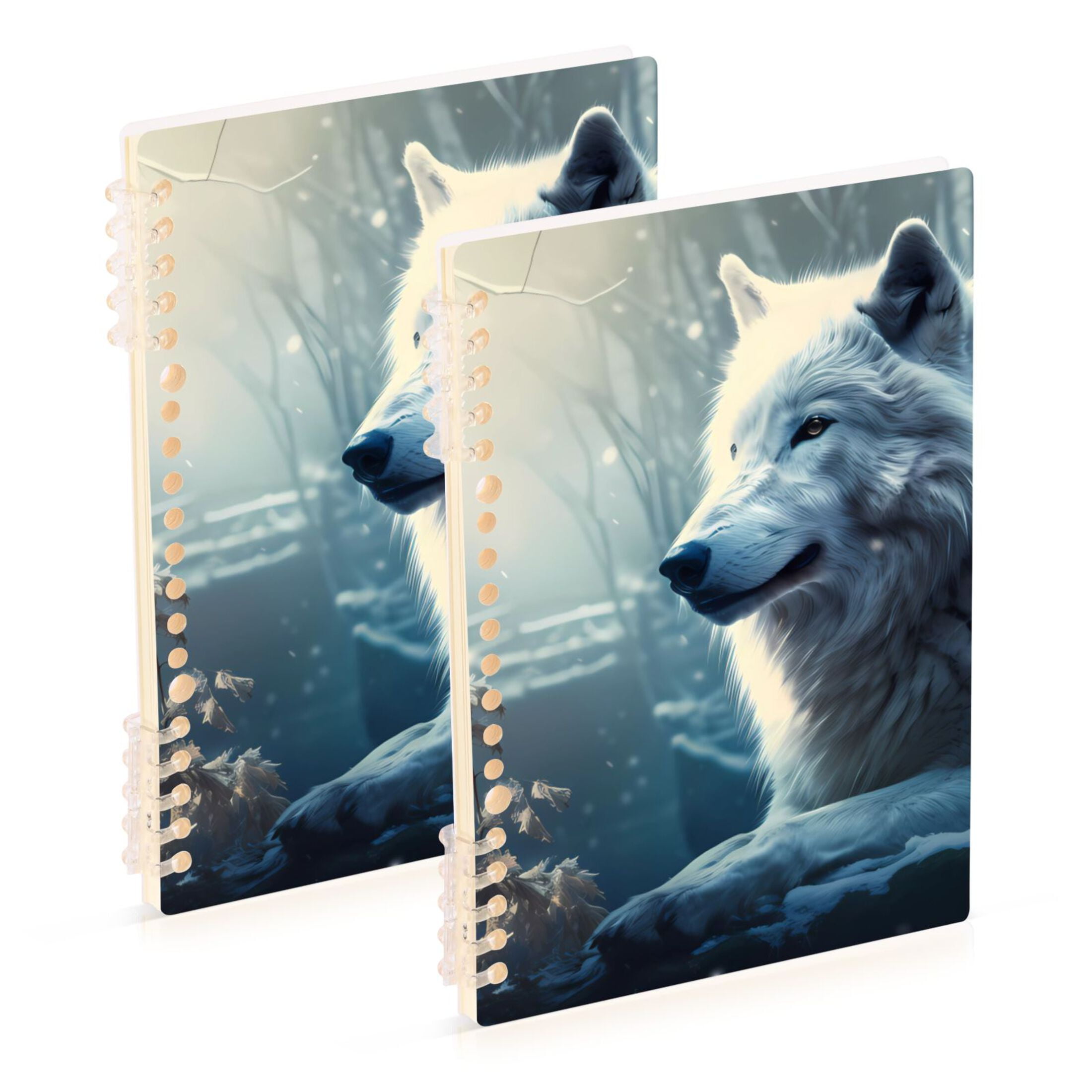 Wolf Leaves Snow Ring Binder Notebook Journey Note Diary College Ruled ...