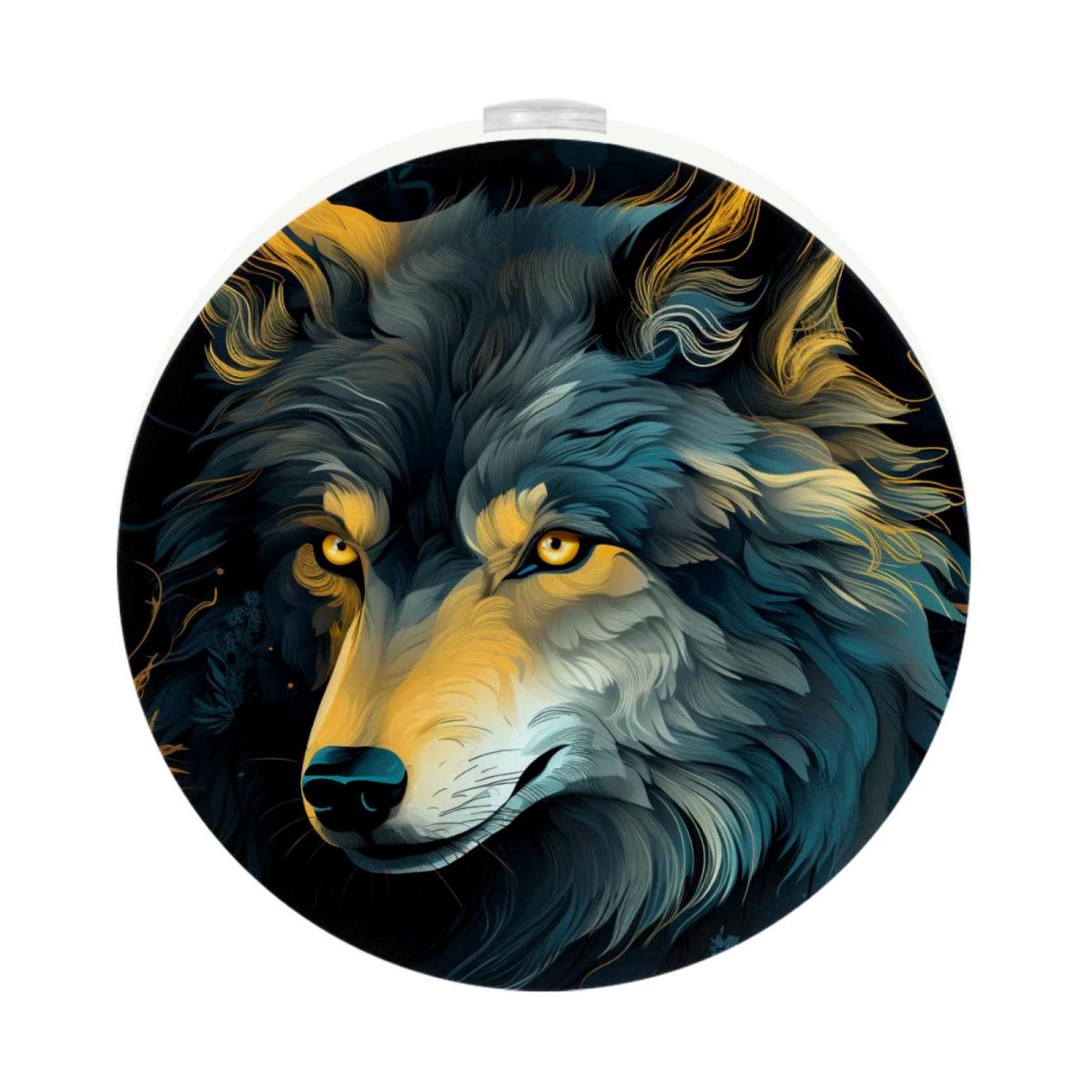 Wolf Led Round Night Light-2pcs, Gentle Glow Plug in Wall Lamp for ...