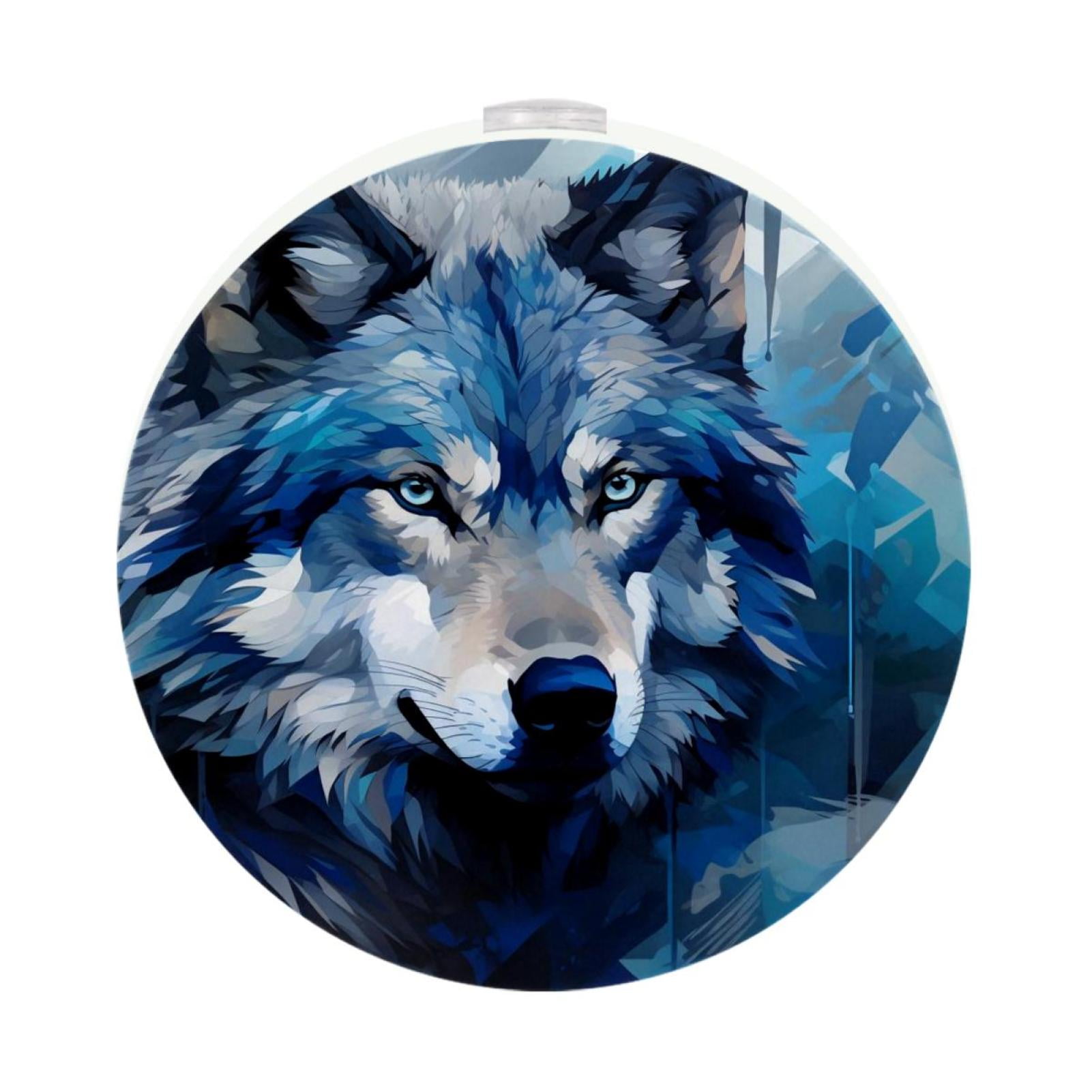 Wolf Led Round Night Light-2pcs Set, Battery Powered Mini Portable Soft ...