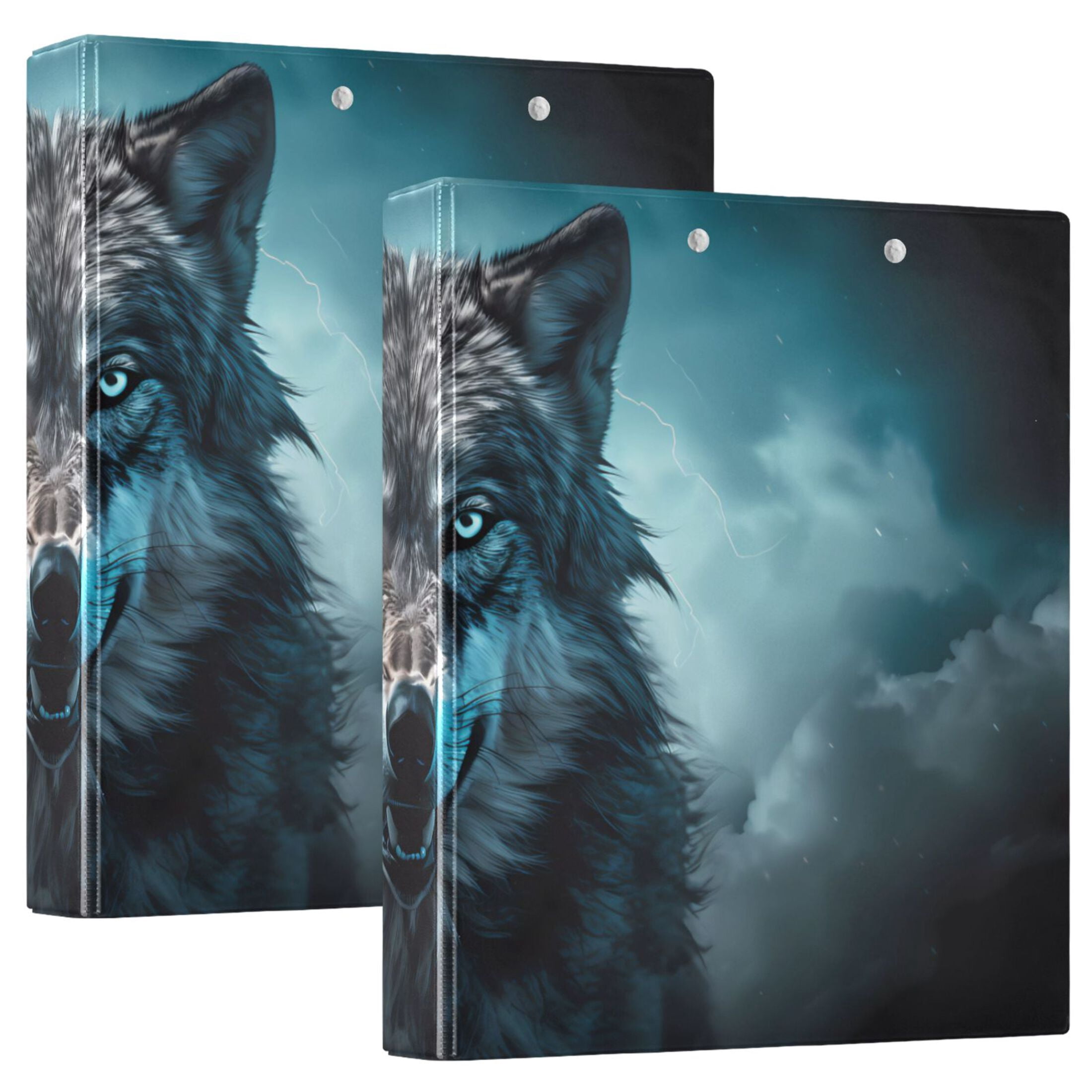 Wolf Lightning Clouds 3 Ring Binders 1.5 inch Hardcover File Folders ...