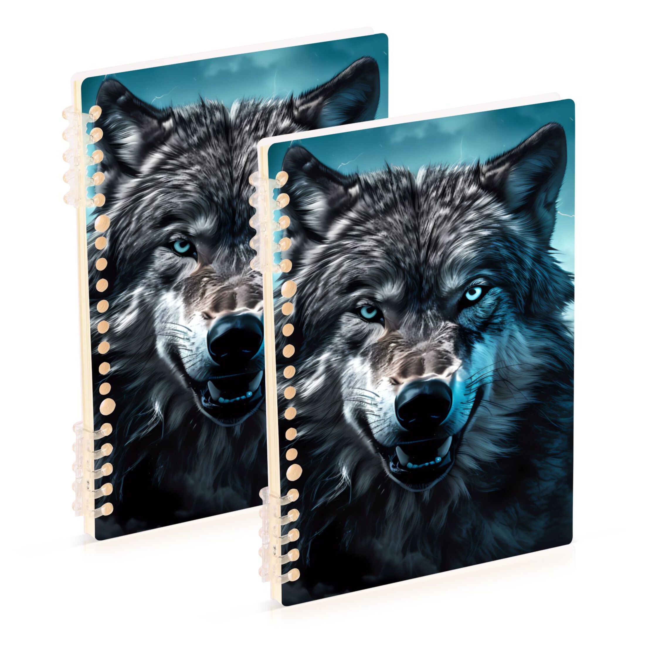 Wolf Lightning Clouds Ring Binder Notebook Journey Note Diary College ...