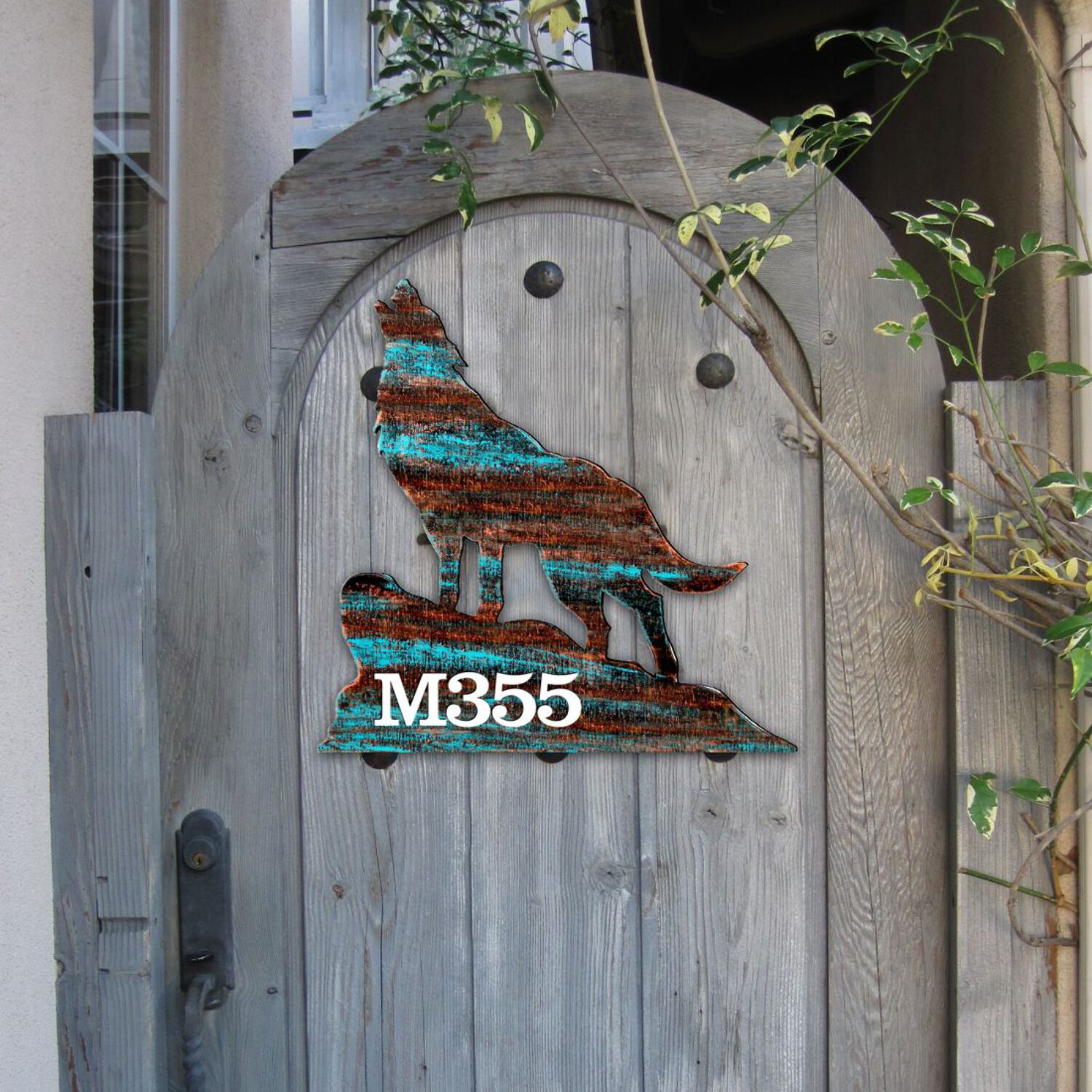 Wolf Log Cabin Wooden House Number Sign by G. DeBrekht | Nature ...