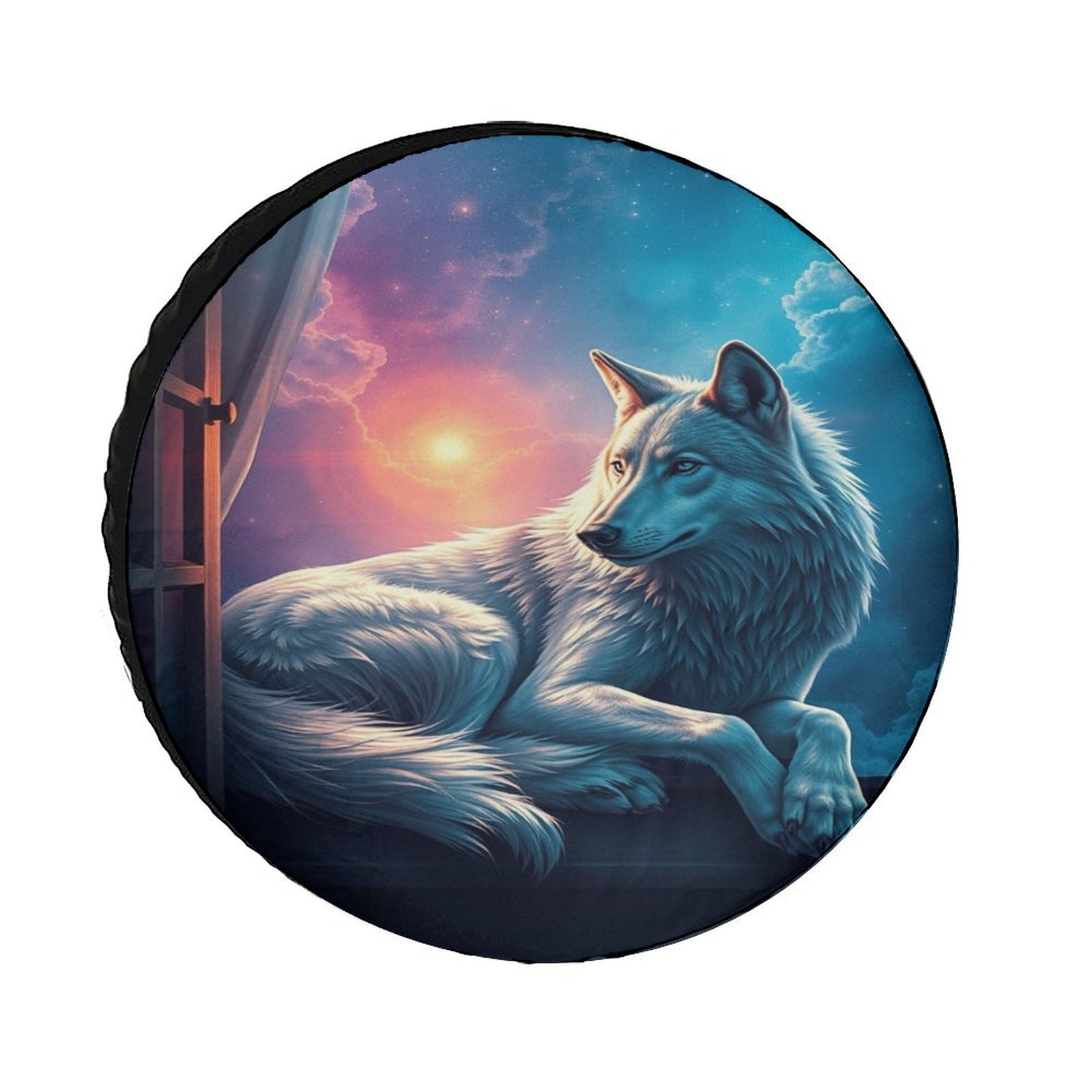 The Wolf Lying on The Window Spare Tire Cover Weatherproof Wheel Camper ...