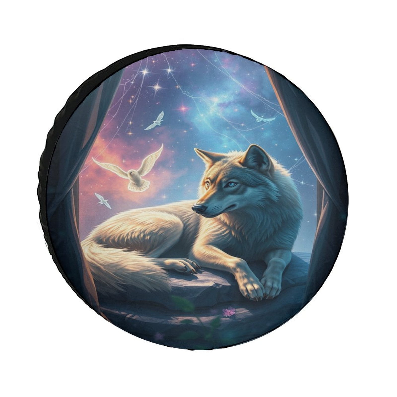 The Wolf Lying on The Window Spare Tire Cover Weatherproof Wheel Camper ...