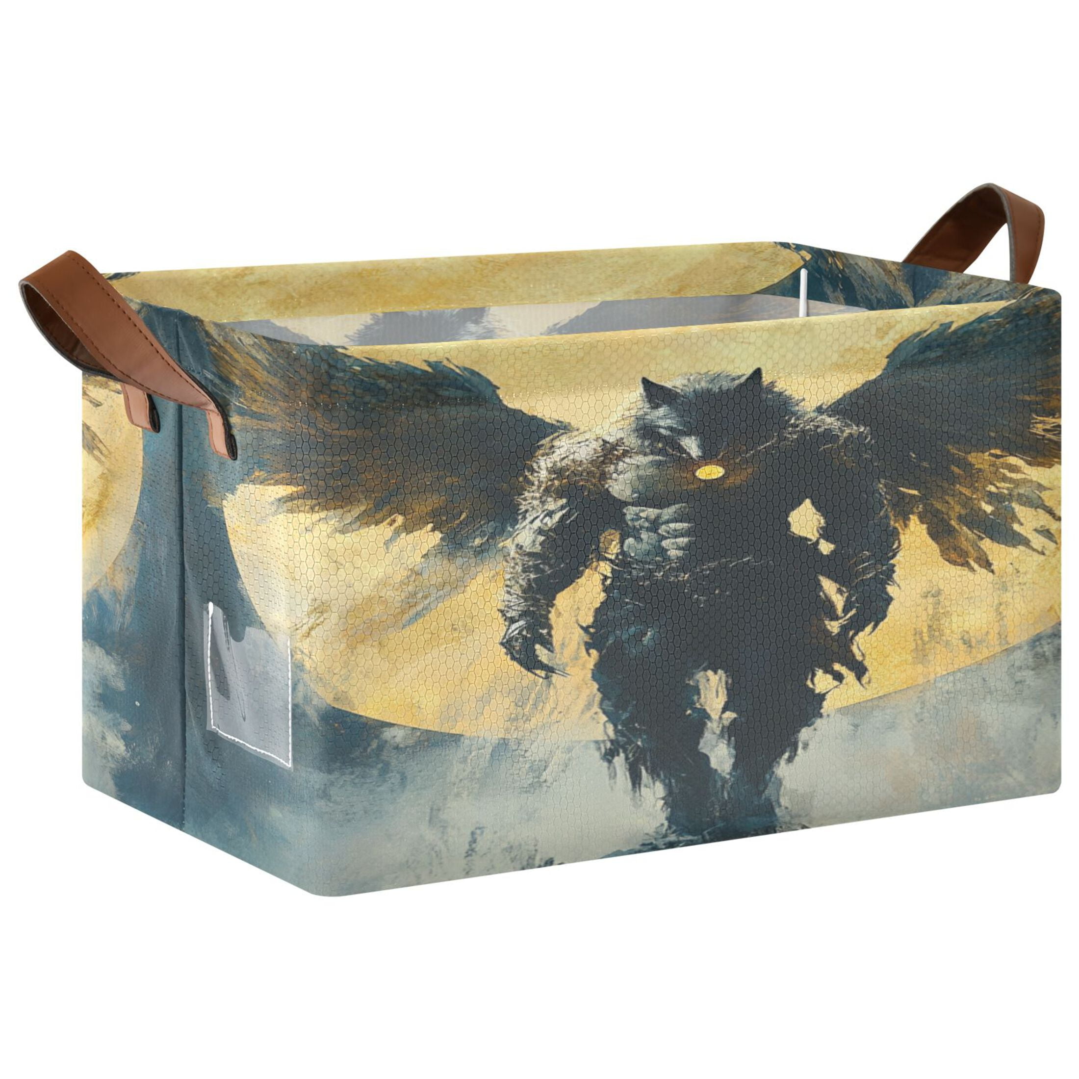 Wolf Man As An Angel Storage Basket Soccer Plaid Fabric Hoard Box ...