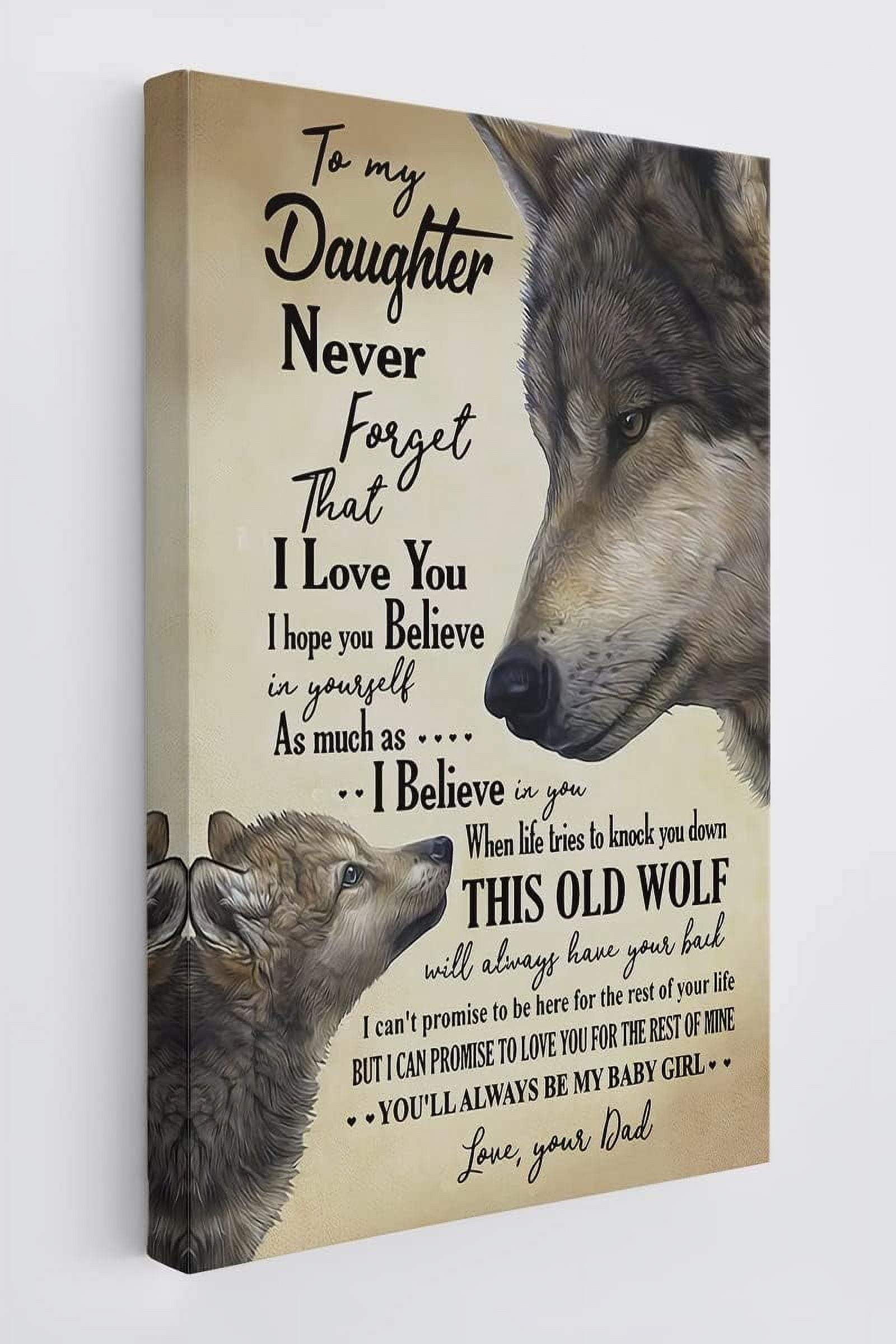Wolf Meaning Quotes To My Daughter Wall Art Canvas Inspirational Saying ...