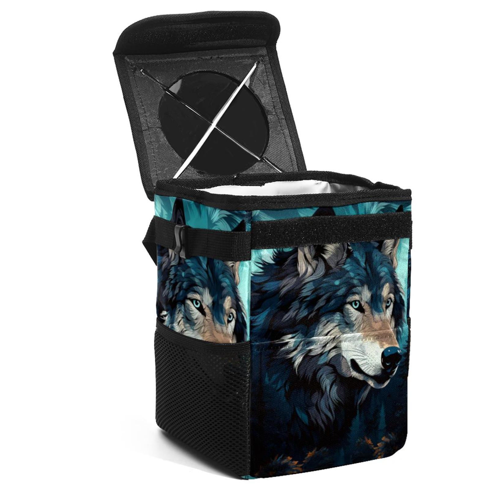Wolf Mini Trash Can Car Trash Bin Trash Can for Car - Foldable, with ...