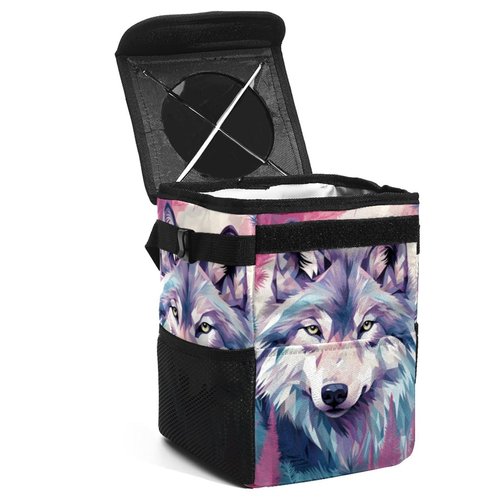 Wolf Mini Trash Can for Car: Foldable, with Lid, Leak-Proof, Hanging ...