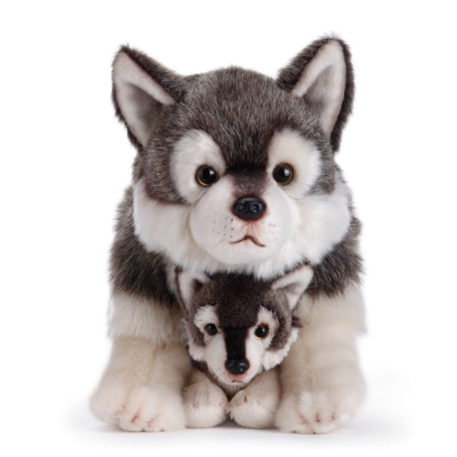 Animalcraft Collection: Realistic Wolf Mom & Pup Plush Toy Figure, 12 ...