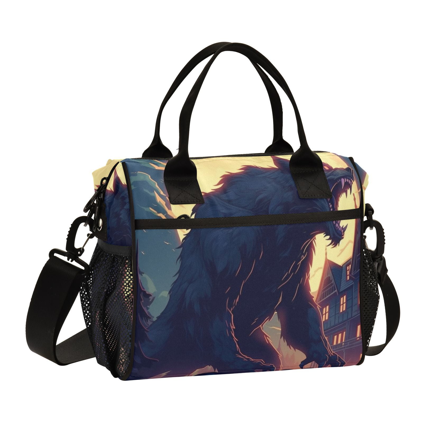 Wolf Monster Houses and Moon Cooler Bag Lunch Bag Soft Cooler Cooling ...