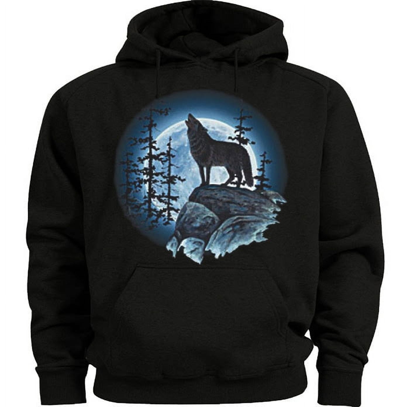 Wolf Moon Decal Hoodie Men's Sweatshirt Black - Walmart.com
