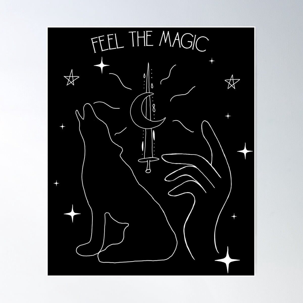 Wolf Moon Magic Saying Feel The Magic Poster Wall Art, Modern Wall ...
