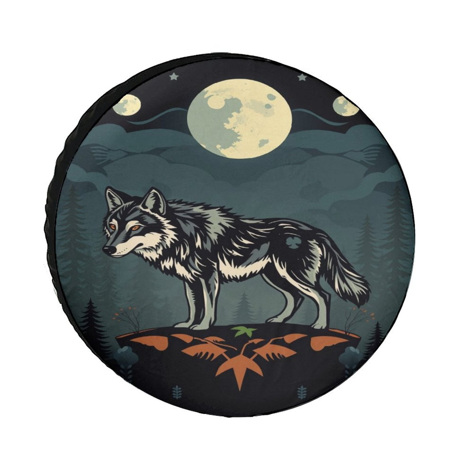 Wolf Moon Night Spare Tire Cover Universal Wheel Tire Protectors for SUV Truck Camper 24 28 32 ...
