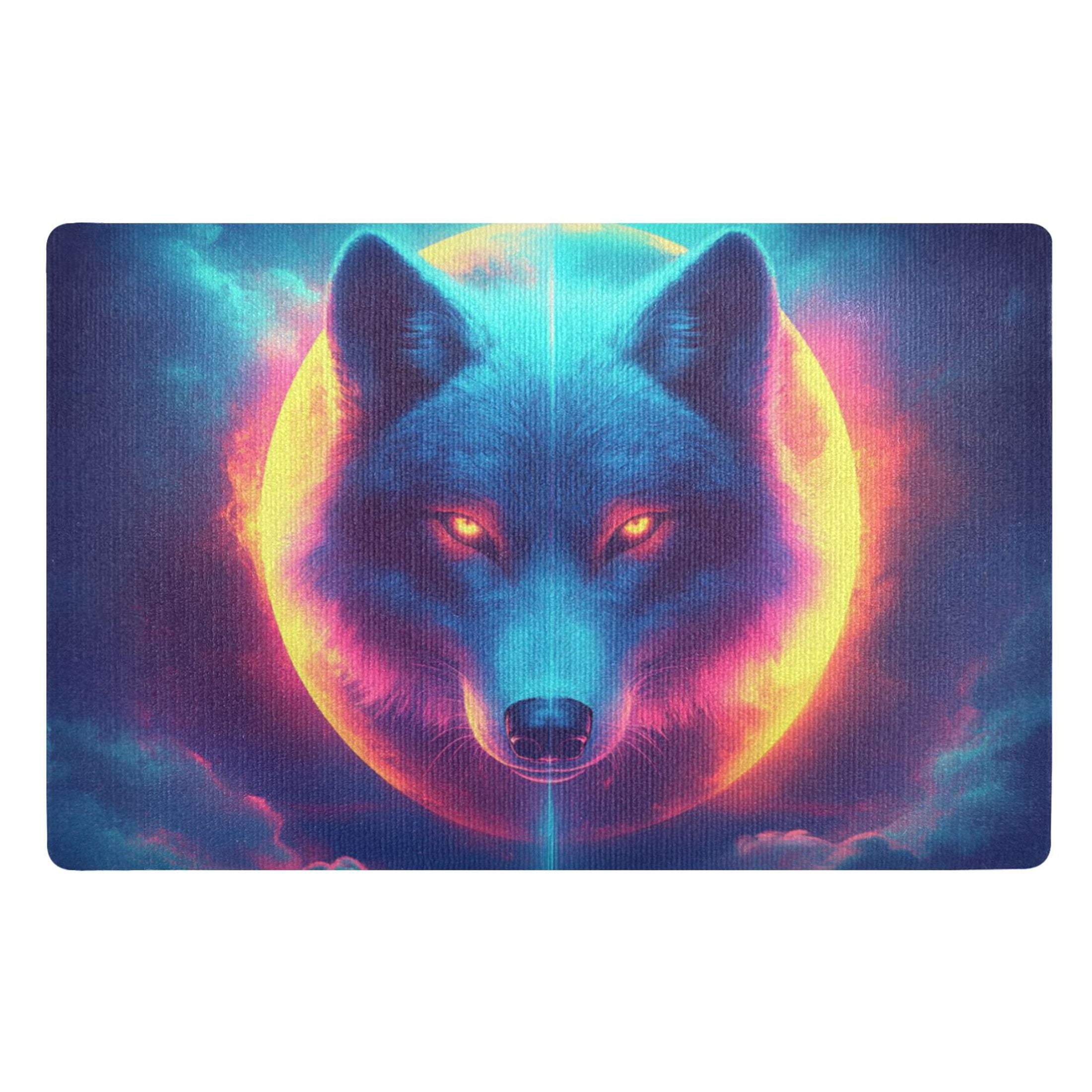 Wolf Moon Print Floor Door Mat Outdoor Indoor for Home Entrance Welcome ...