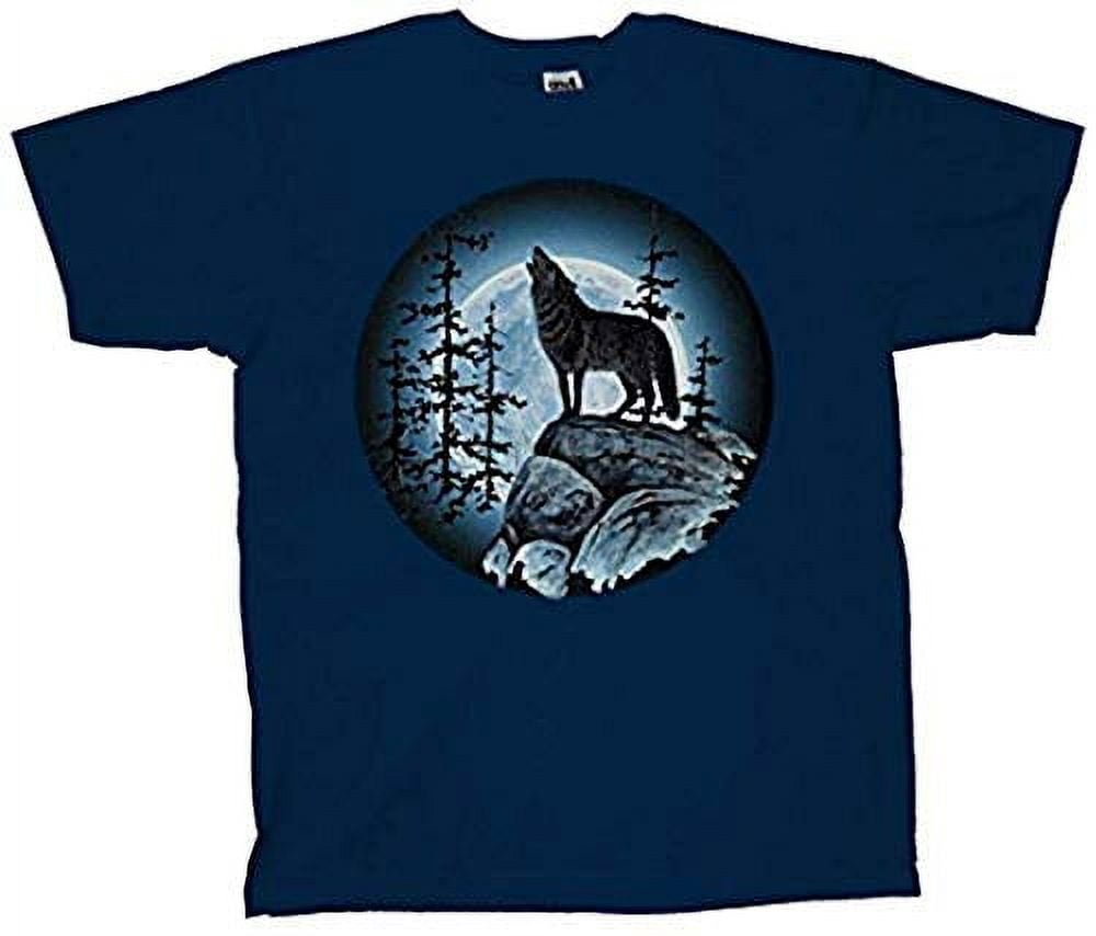 Wolf Moon Short Sleeve T-shirt,Wolf Howling at Moon-Navyblue-4Xl ...