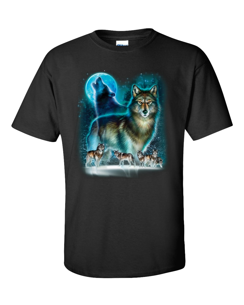 Wolf Moon Silhouette T-shirt Wolves In The Wild Scenic Forest Howling ...