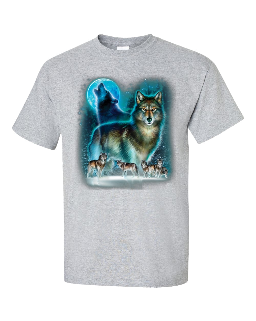 Wolf Moon Silhouette T-shirt Wolves In The Wild Scenic Forest Howling ...