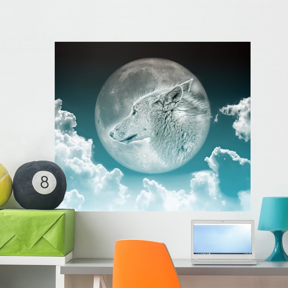 Wolf Moon Wall Mural by Wallmonkeys Peel and Stick Graphic (36 in W x ...