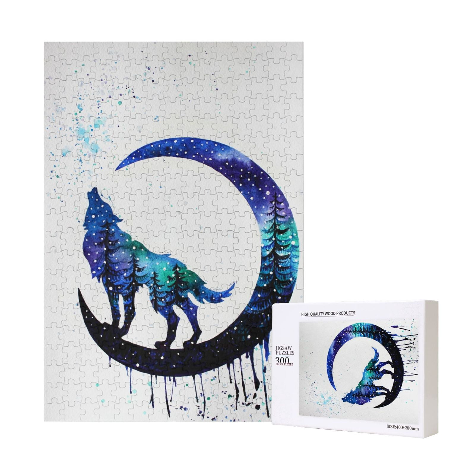 Wolf Moon Water Drop Picture Puzzle For Adults - 300 Piece Of Wooden ...