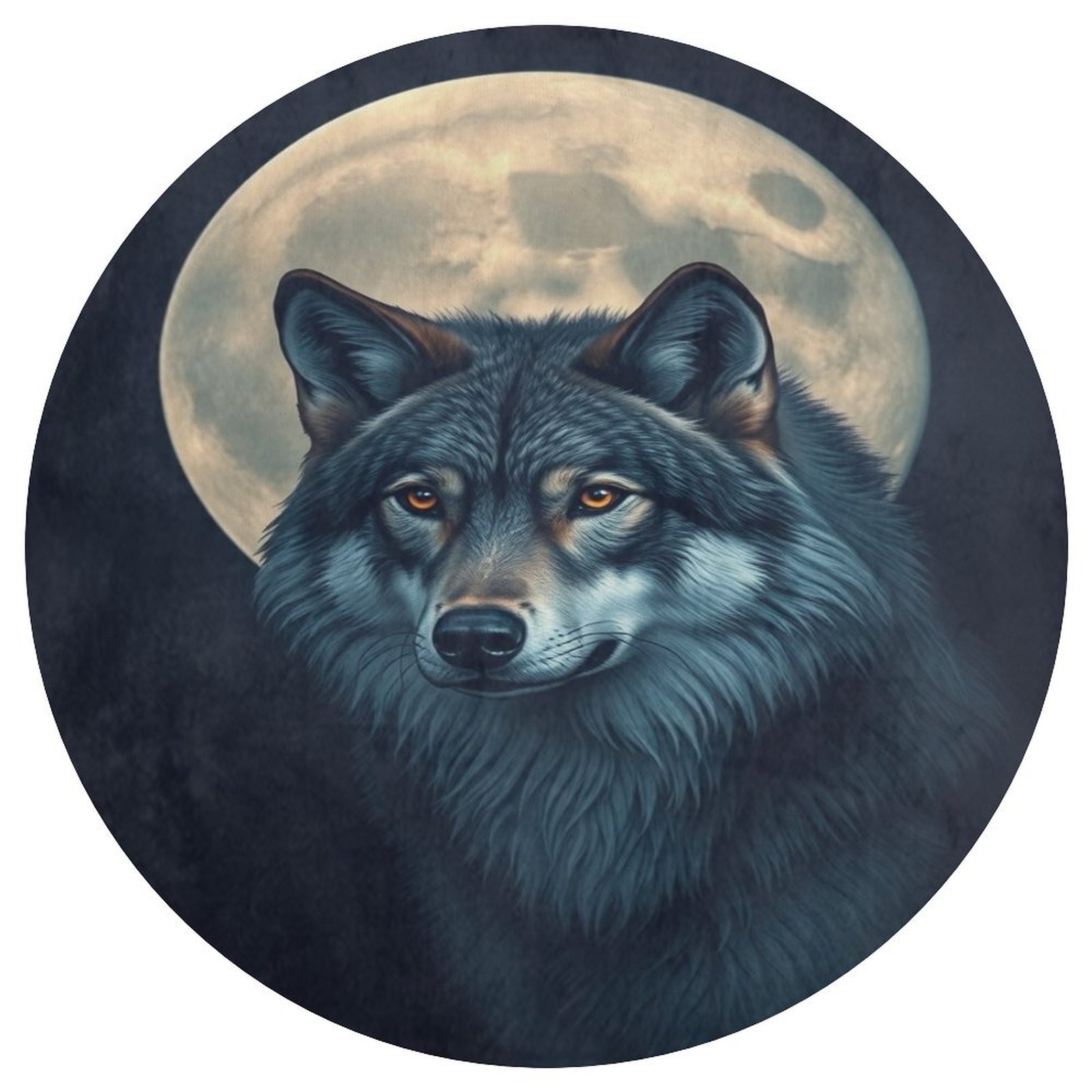 Wolf Under The Moonlight Round Area Rug Floor Carpets Washable Indoor ...