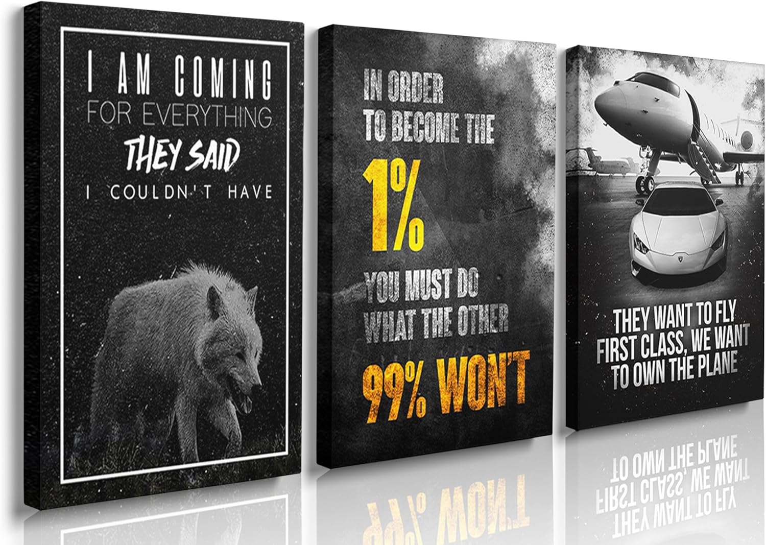 Wolf Motivational Wall Decor Success Canvas Office Print Inspirational ...