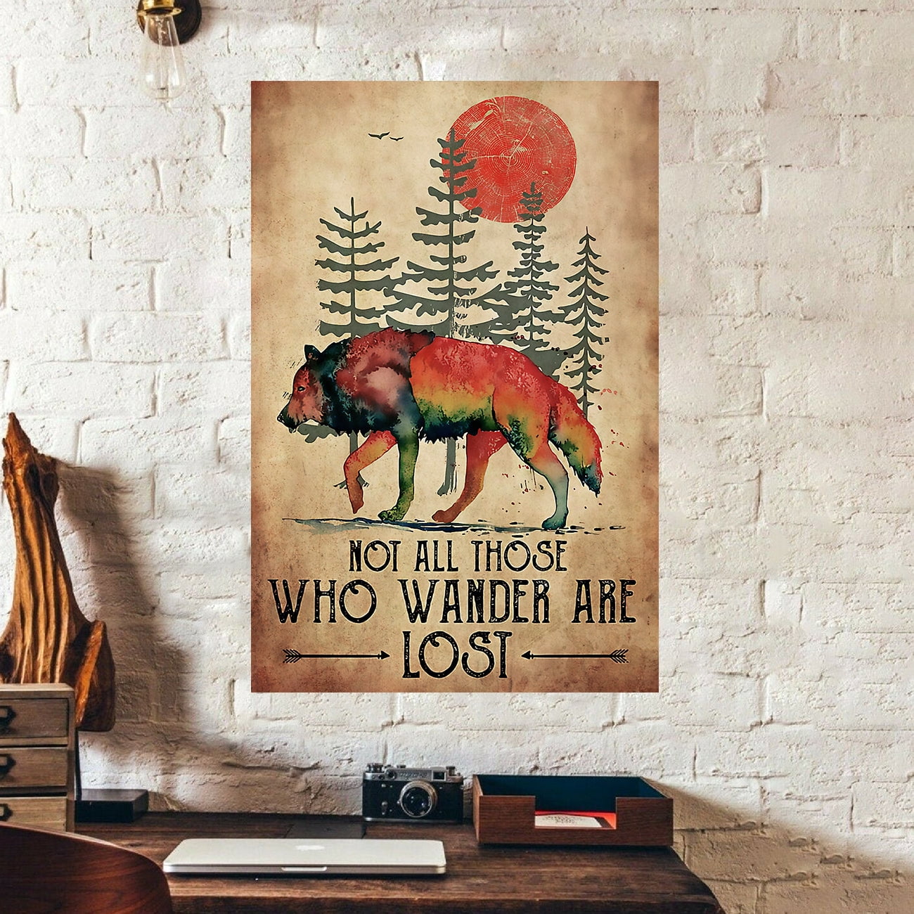 Wolf Not All Those Who Wander Are Lost Poster Wolf Poster Gift for ...