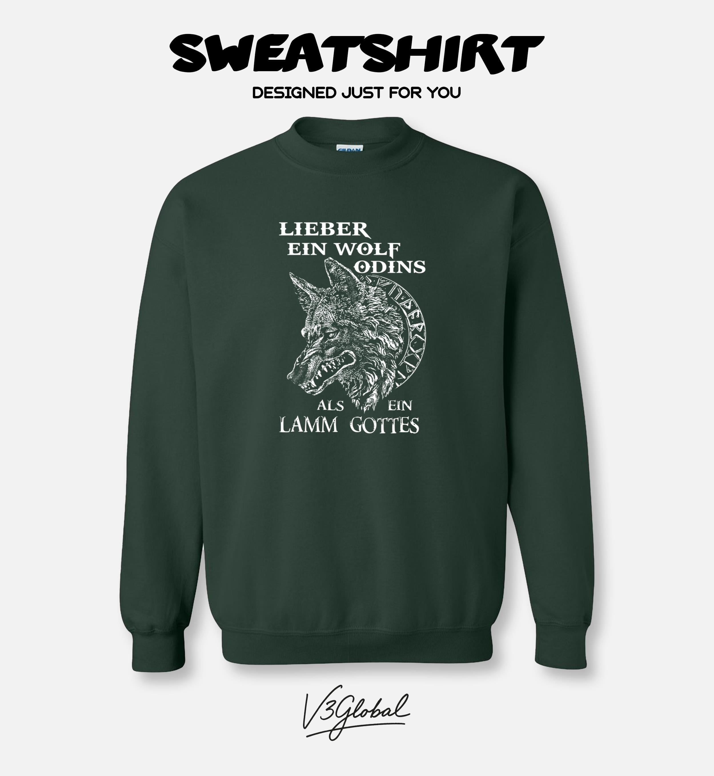 Wolf Odins Nordic Myth Viking Fenrir Pagan Asgard Norse Mythology Ragnarok Runes Sweatshirt, for ...