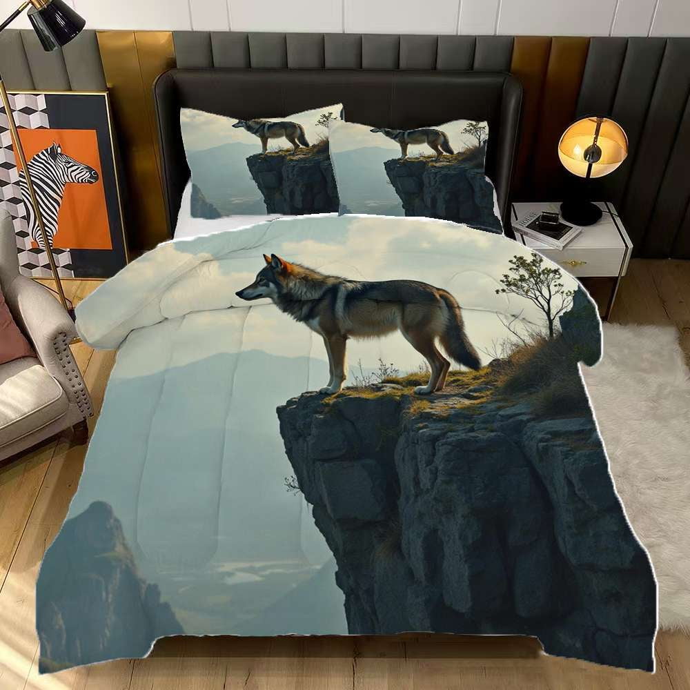 Wolf On Cliff Comforter Set Queen Size Bedding Set For Travl Bedroom ...