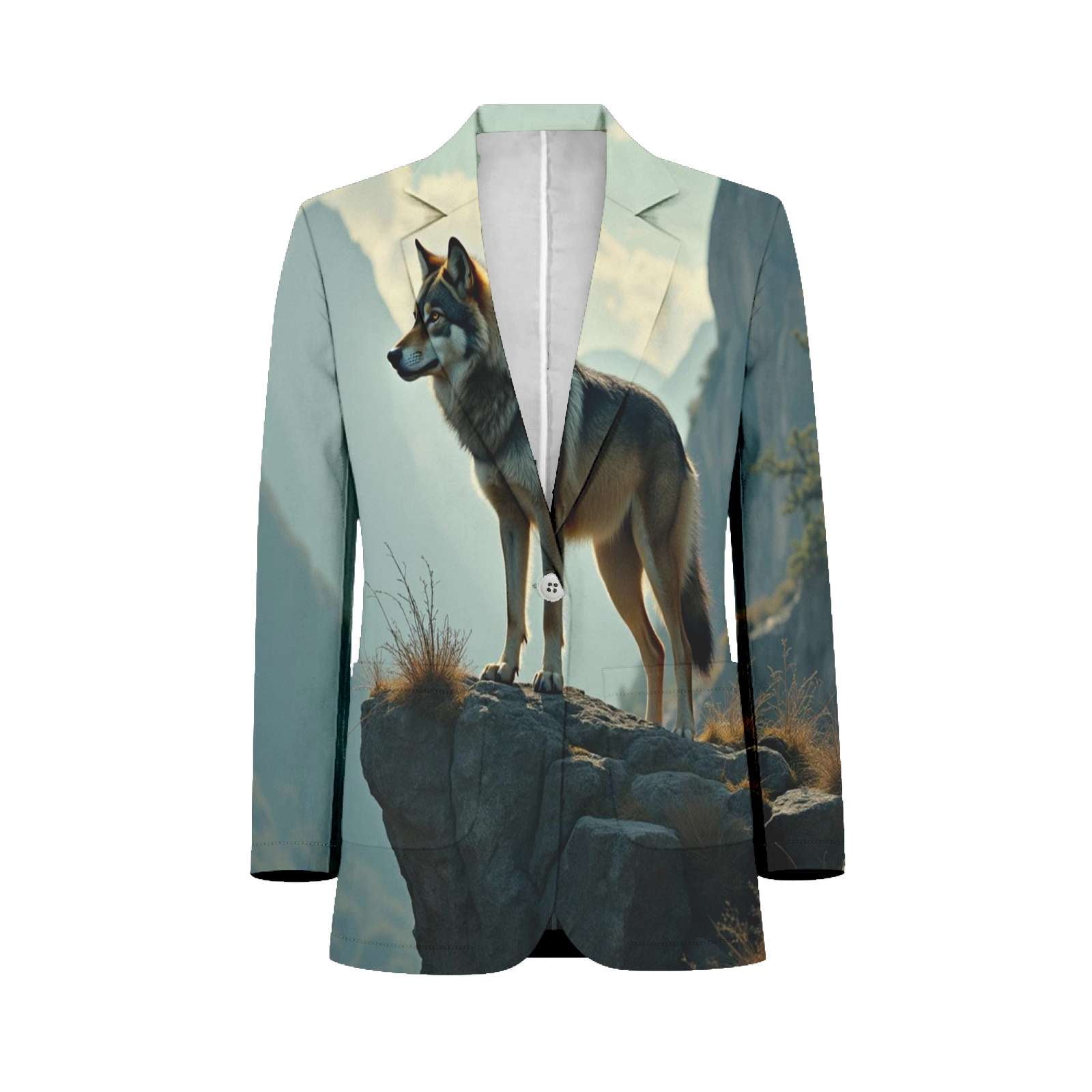 Wolf On Cliff Customized Men's Suits full man Shawl Collar Gentleman ...