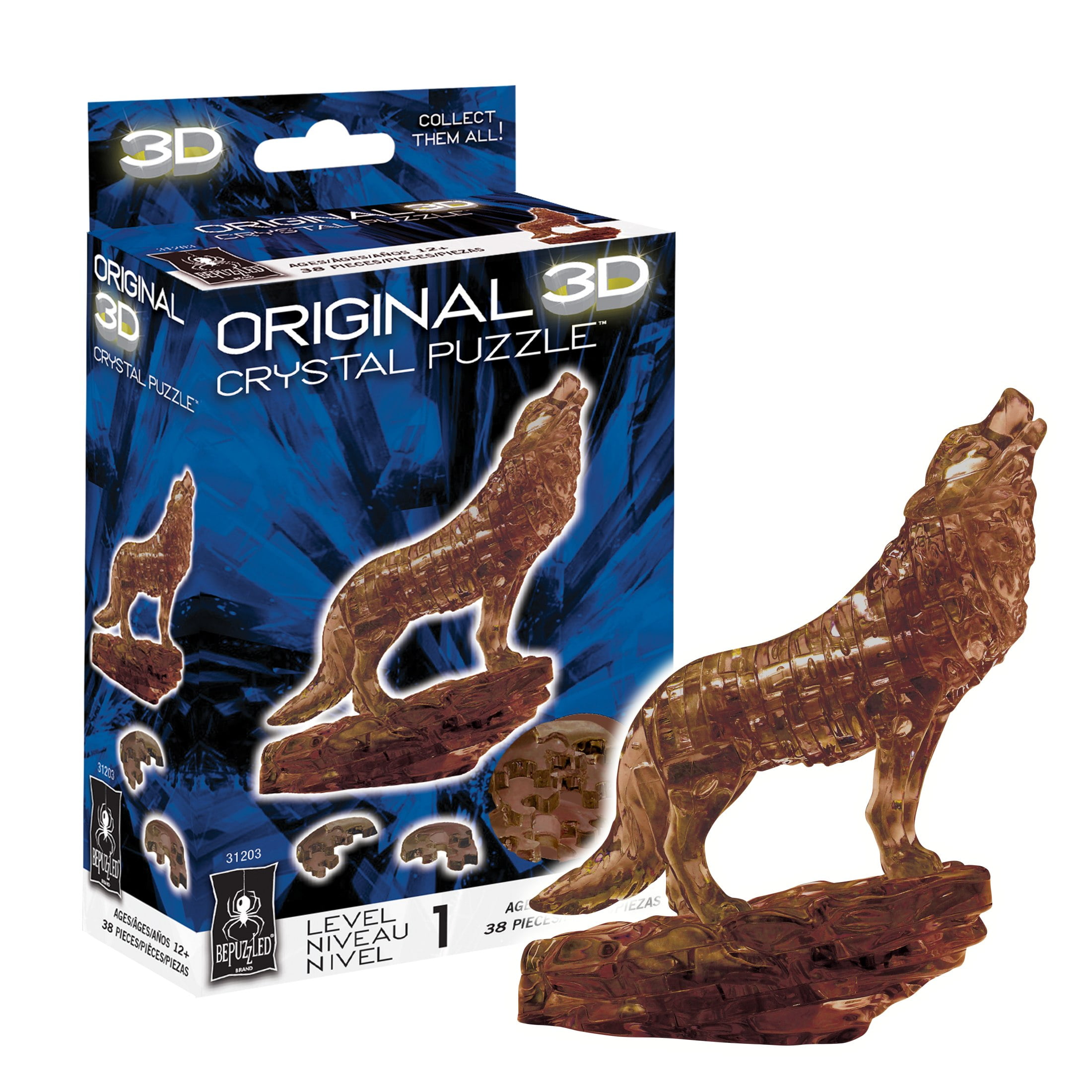 Wolf Original 3D Crystal Puzzle from BePuzzled, Ages 12 and Up ...