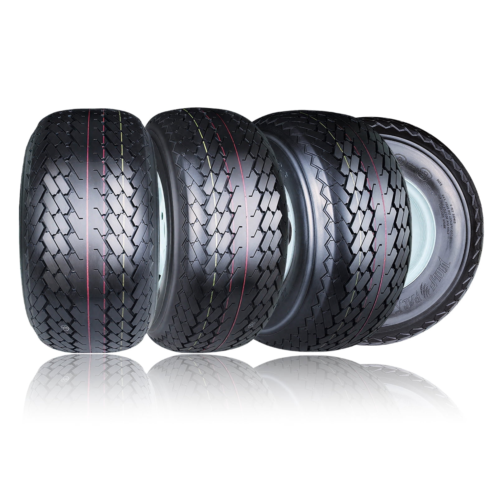 Wolf Pack 18X8.50-8 6ply Golf Cart Tires with 8X7 4-4.0 White Solid ...