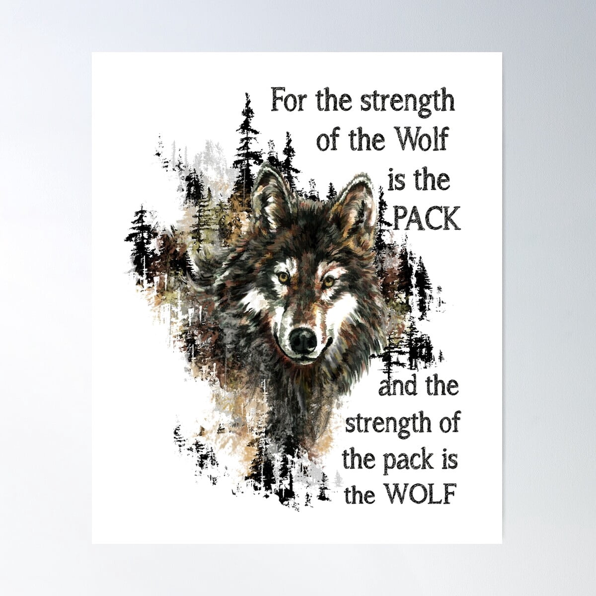 Wolf & Pack Family Inspirational Quote Poster Wall Art, Modern Wall ...