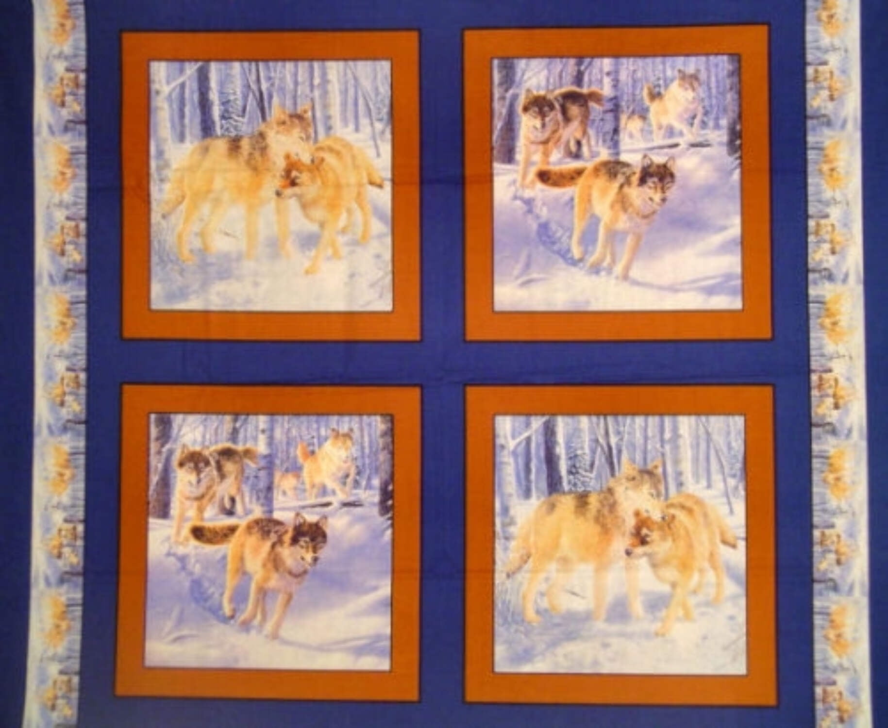 Wolf Pack Navy Pillow Panels Cotton Fabric - Walmart.com