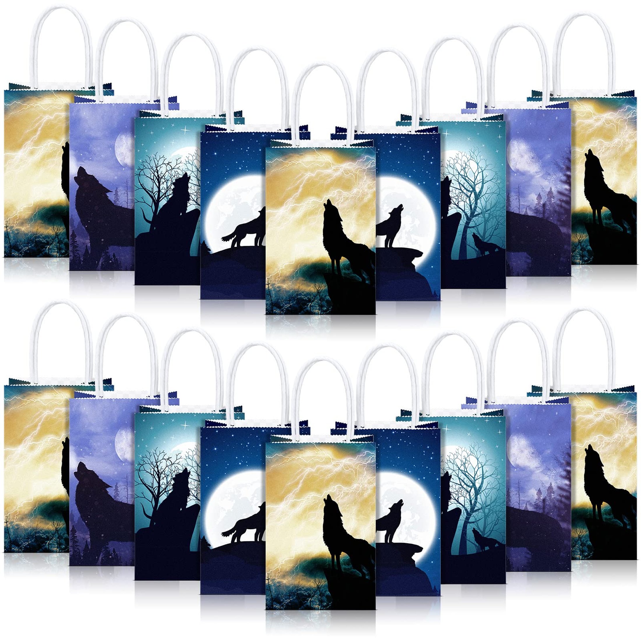 Wolf Pack Party Favor Bags - 16 Pcs Paper Tote Bags for Wolf Theme ...