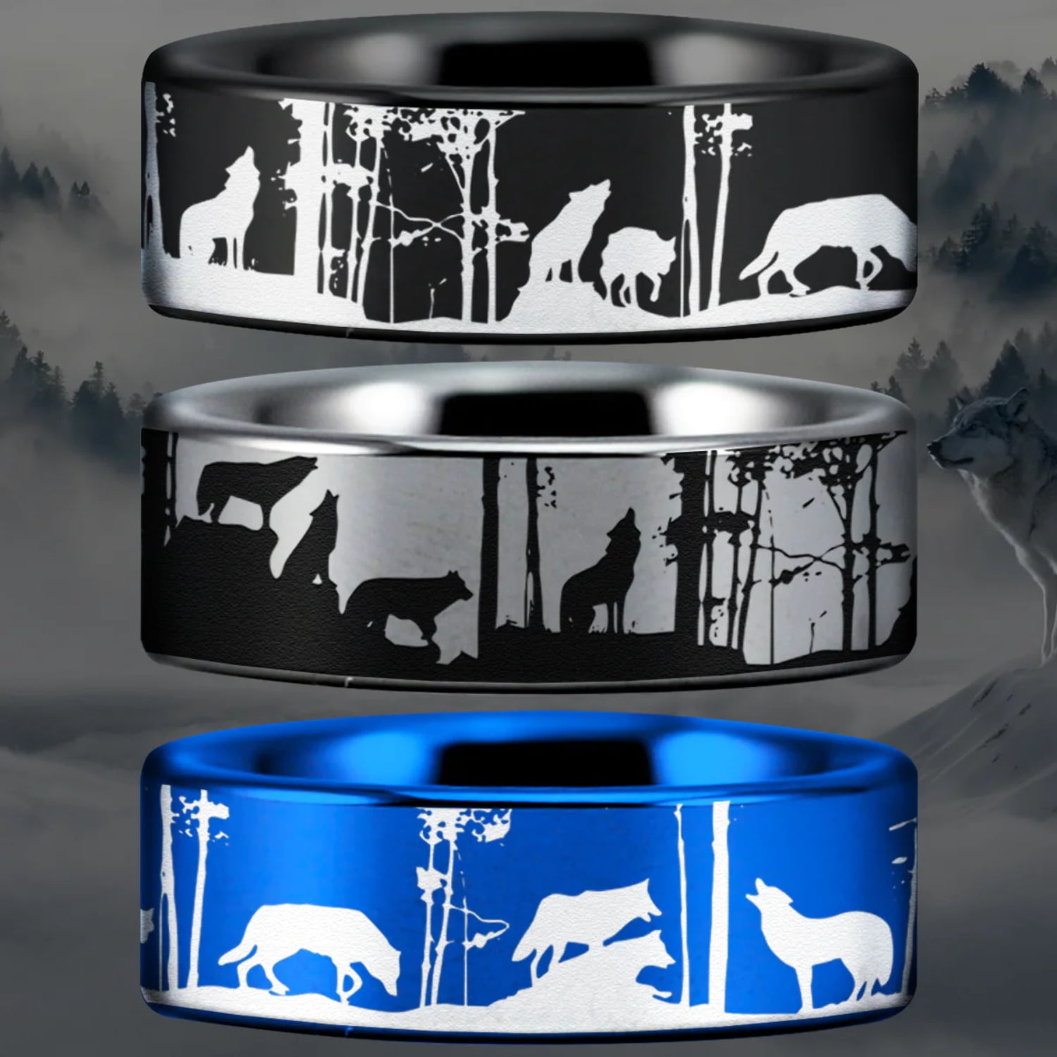 Wolf Pack Tungsten Carbide Ring - Walmart.com